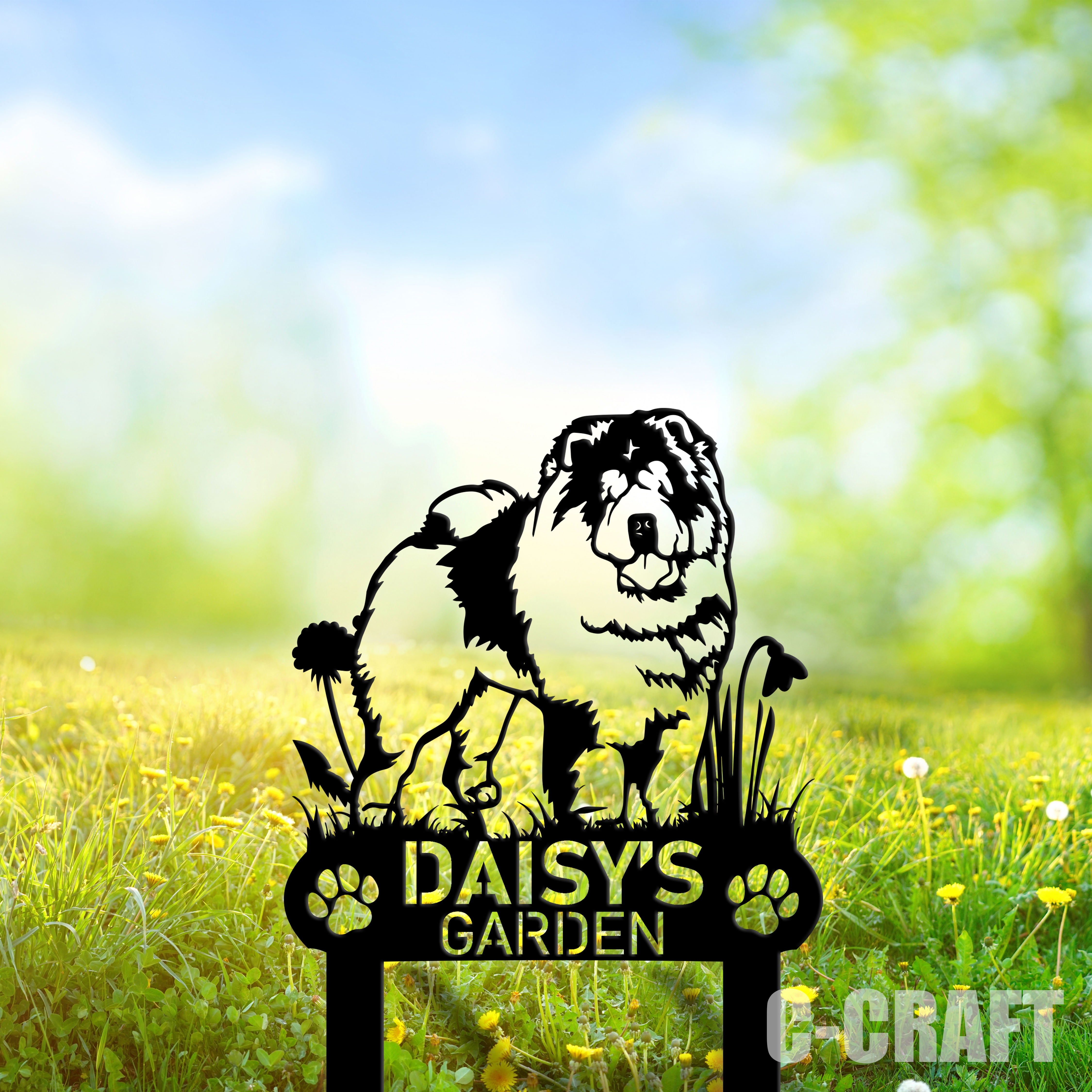 C-CRAFT Custom Chow Chow Dog Memorial Metal Yard Sign Weather Resistant ...