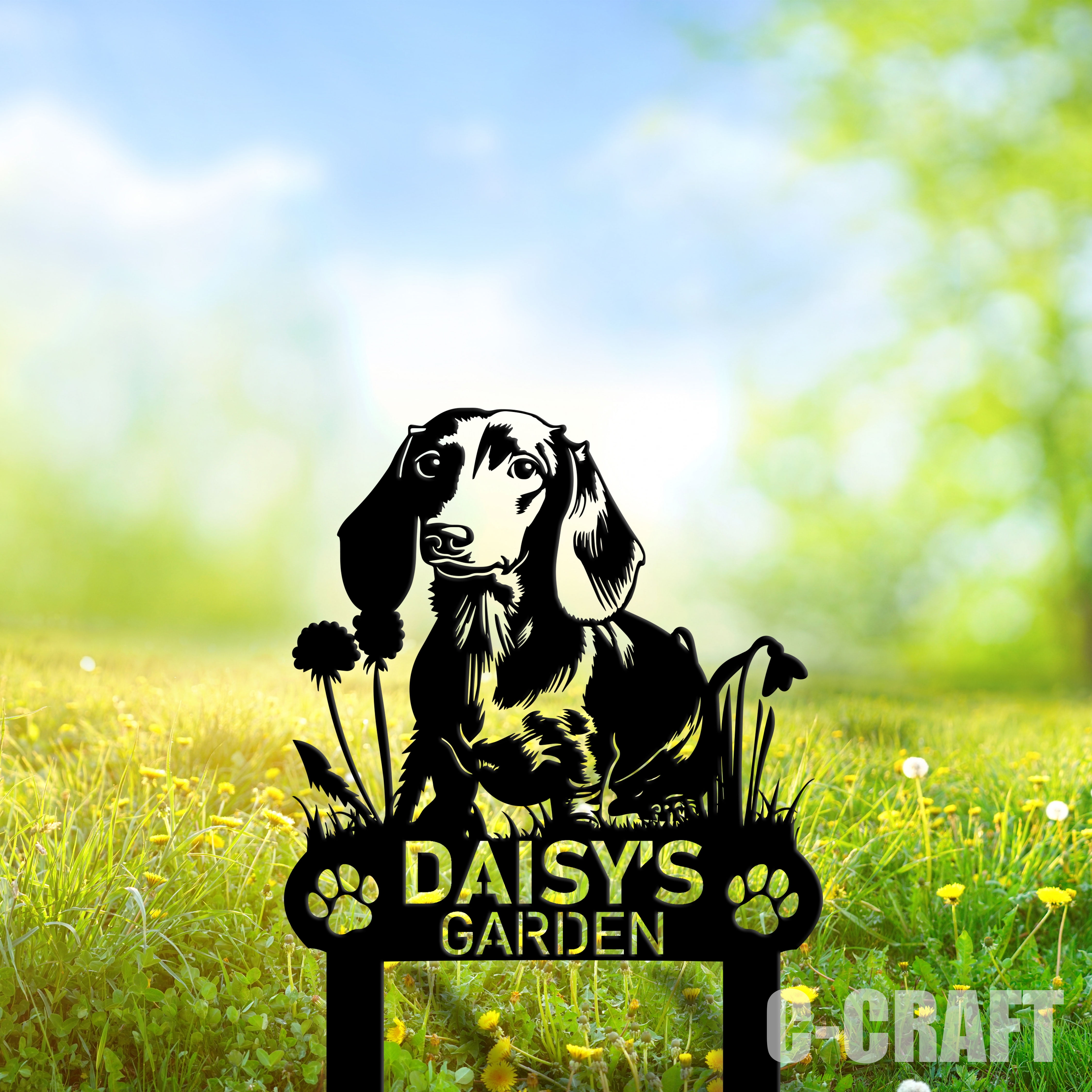 C-CRAFT Custom Dachshund Dog Memorial Metal Yard Sign Weather Resistant ...