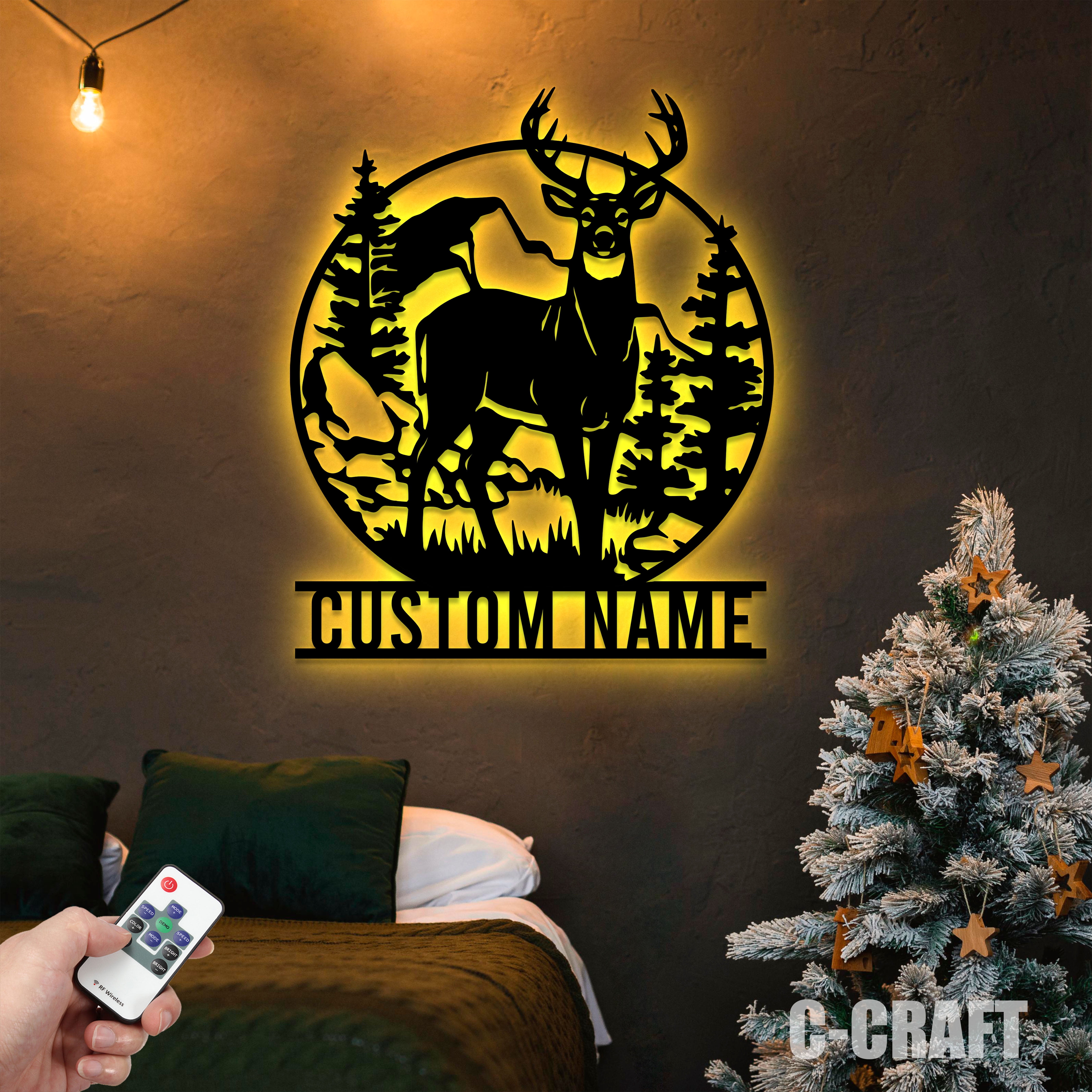 C-CRAFT Custom Deer Christmas LED Metal Sign, Unique Wall Art for Home ...