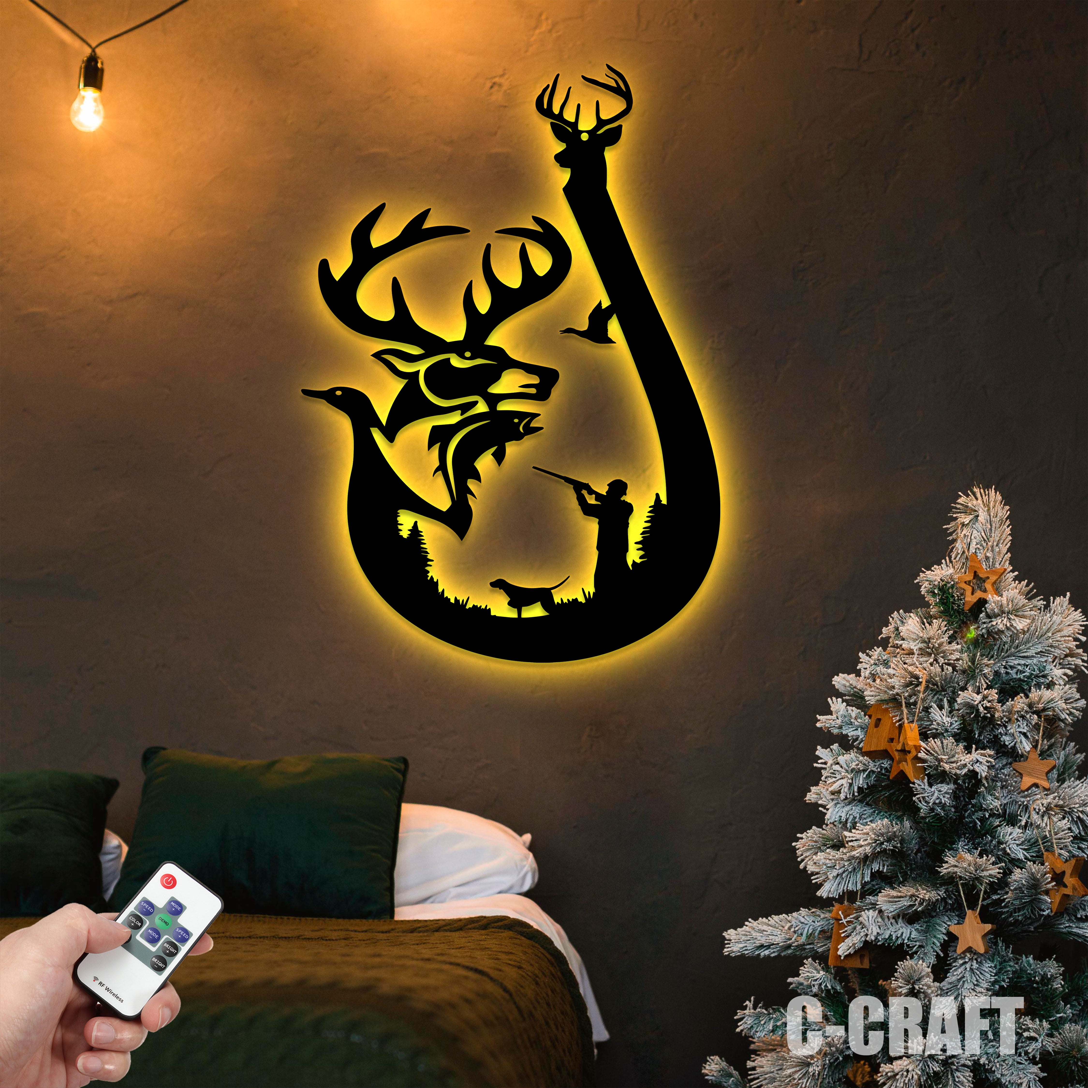 C-CRAFT Custom Deer Duck And Fish Christmas LED Metal Sign, Unique Wall ...