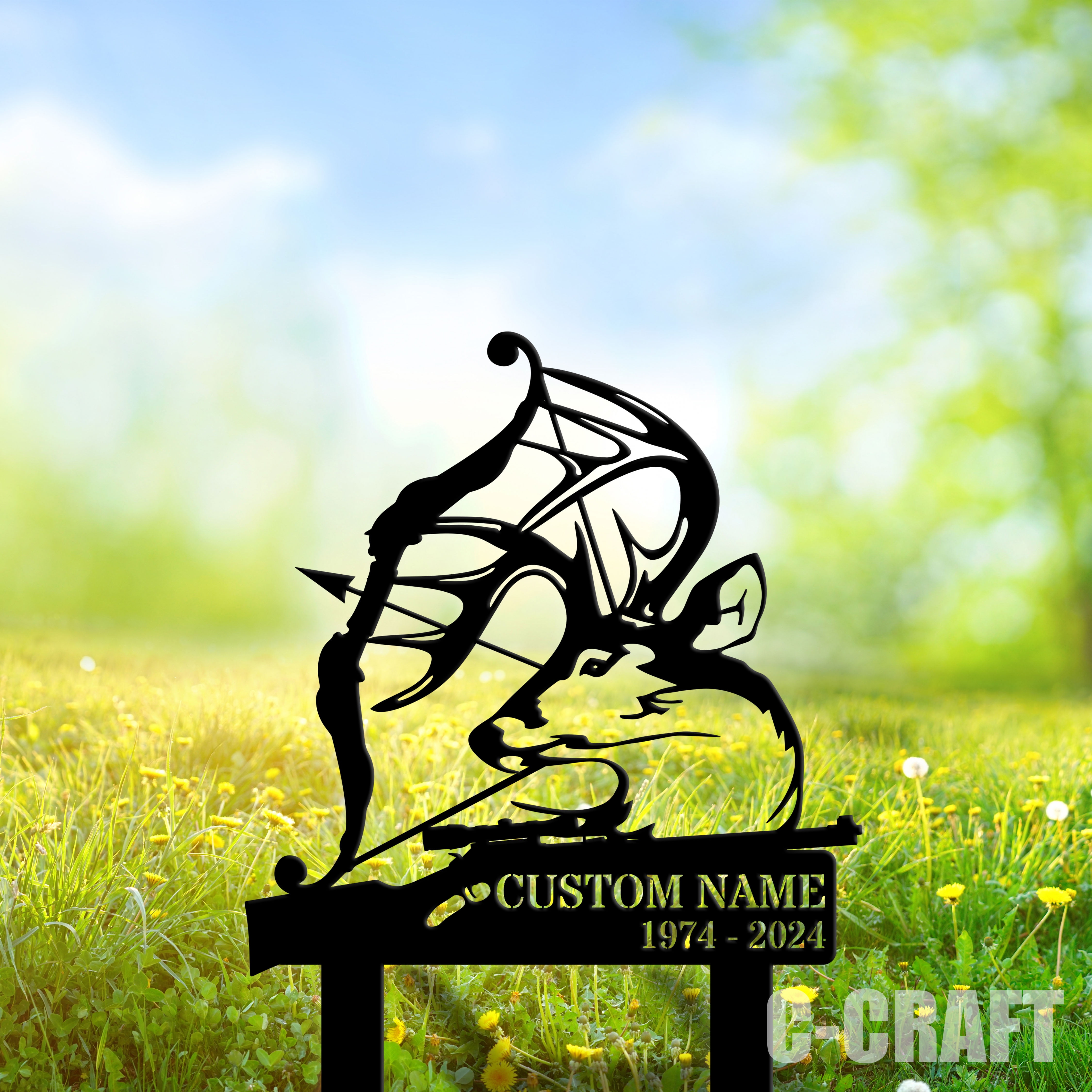 C-CRAFT Custom Deer Hunting Memorial Metal Yard Stake Weather Resistant ...