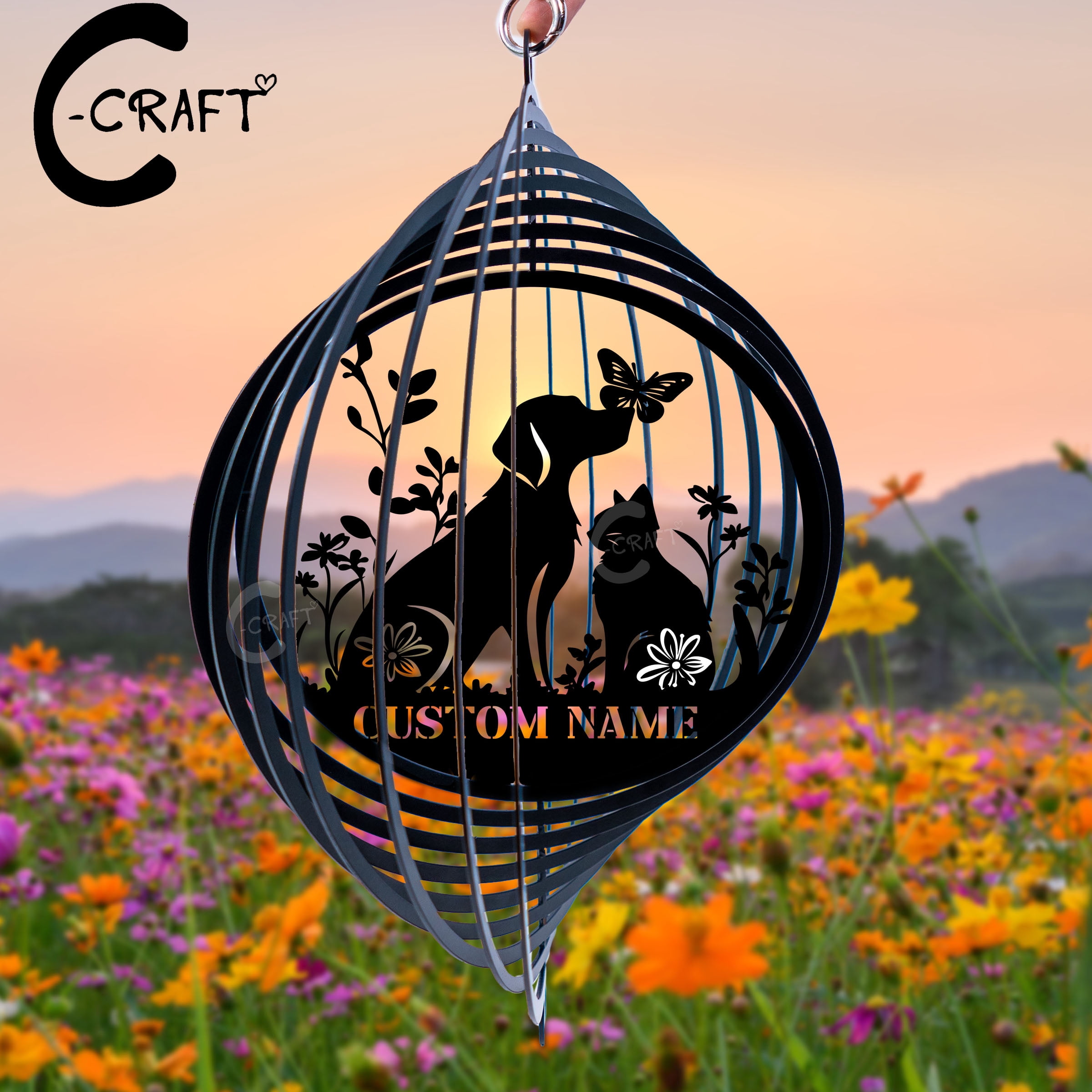 C-CRAFT Custom Dog & Cat Metal Wind Spinner 8 inches, Memorial Wind ...