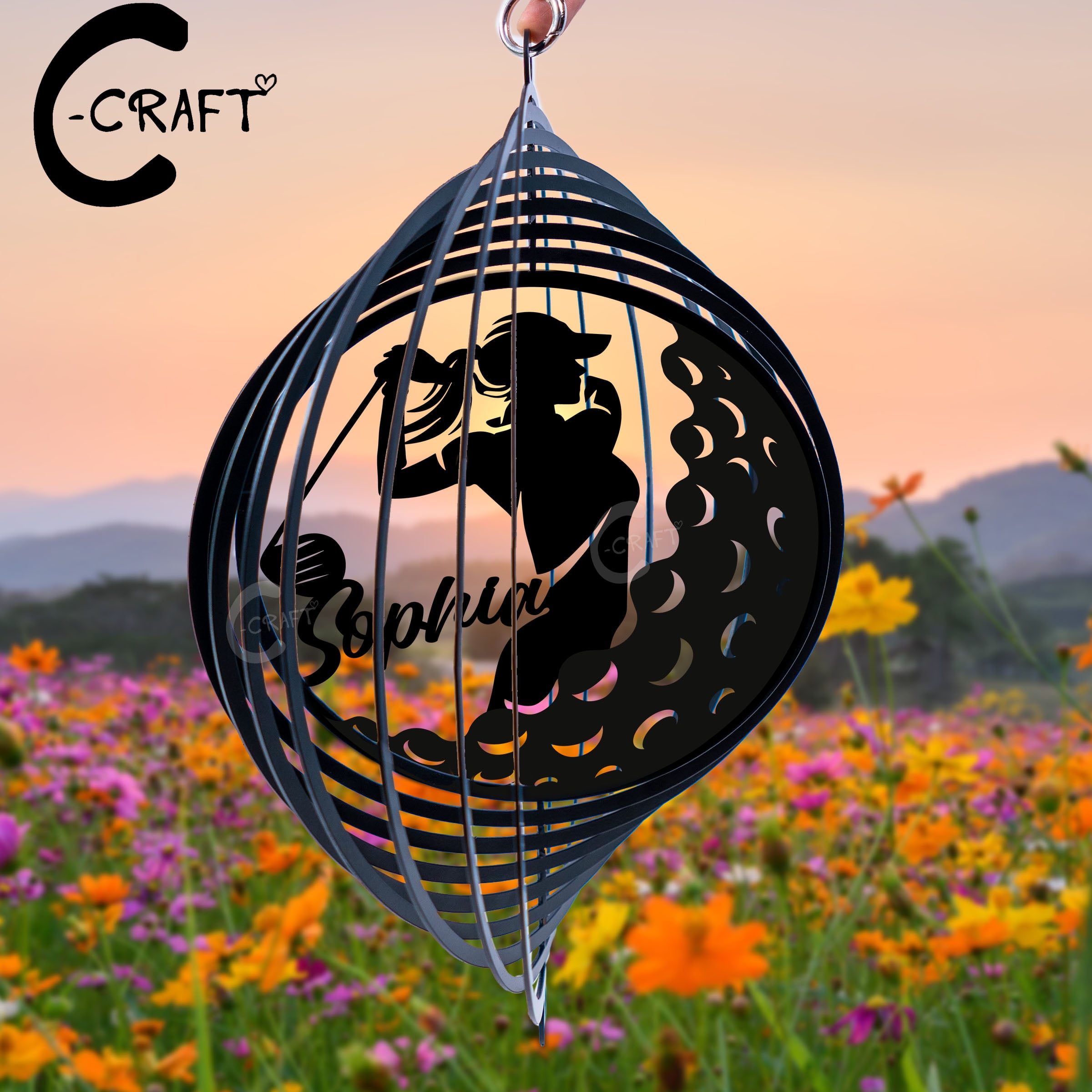 C-CRAFT Custom Female Golfer Metal Wind Spinner 18 inches, Memorial ...