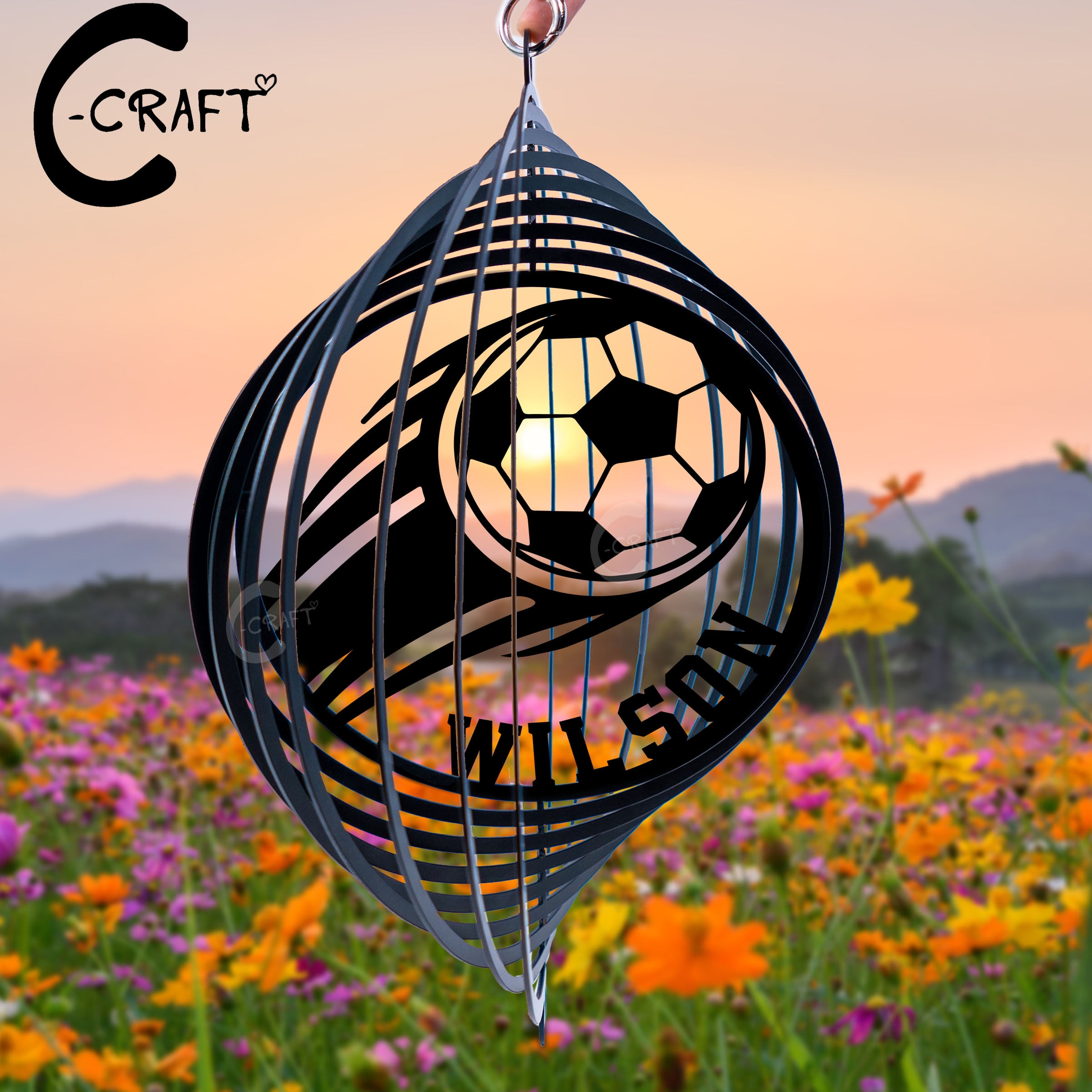 C-CRAFT Custom Football Metal Wind Spinner 12 inches, Memorial Wind ...