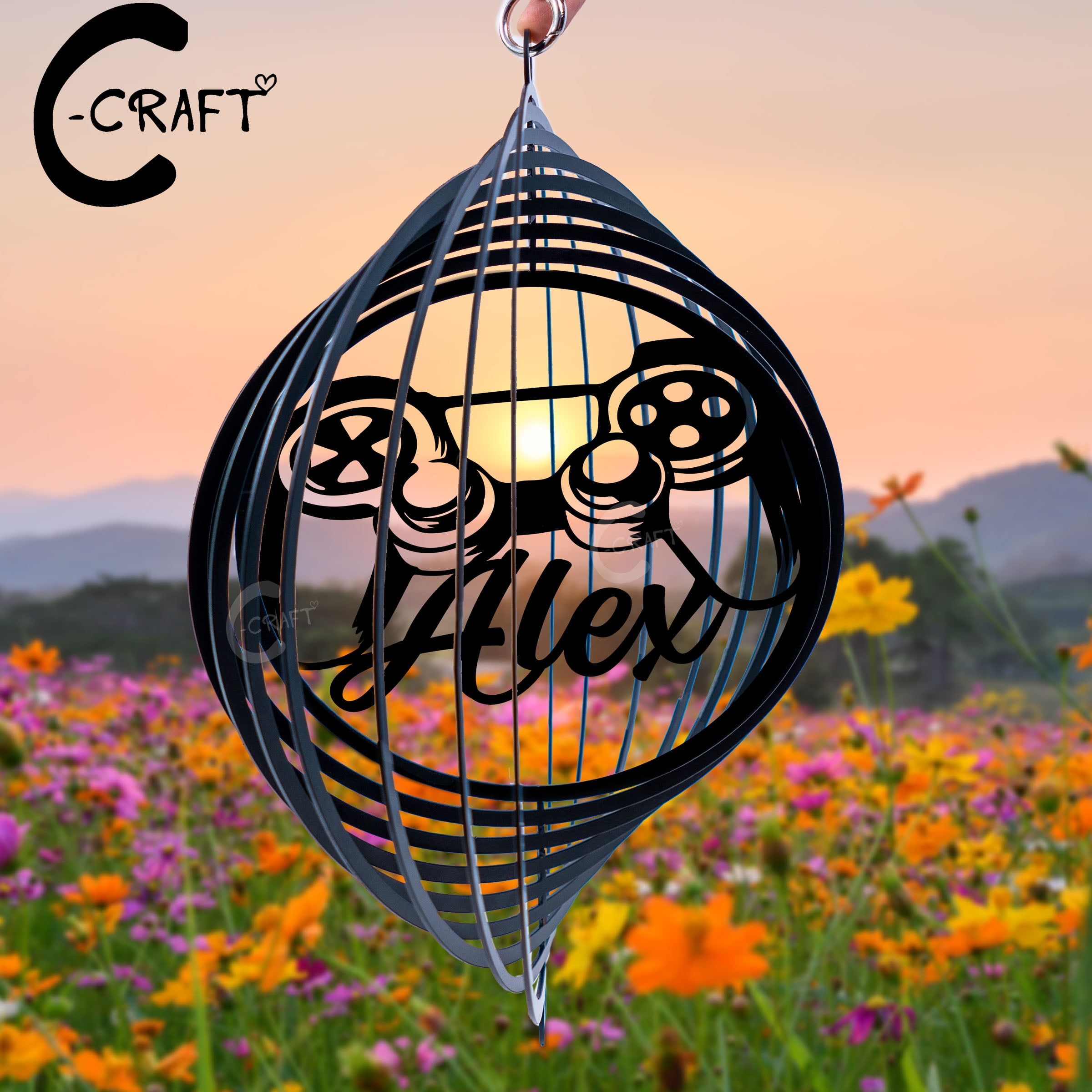 C-CRAFT Custom Gaming Metal Wind Spinner 18 inches, Memorial Wind ...