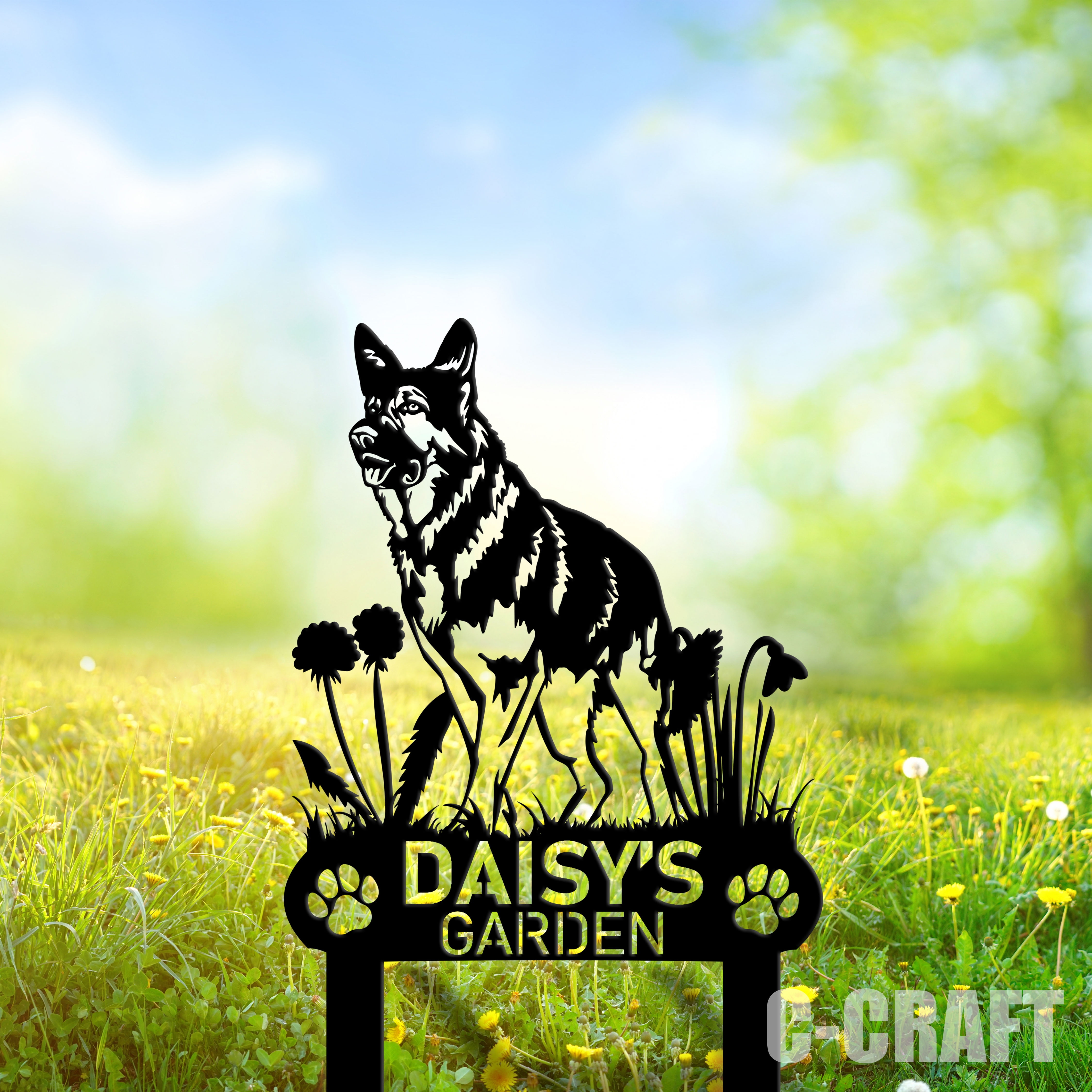 C-CRAFT Custom German Shepherd Metal Yard Sign Weather Resistant for ...
