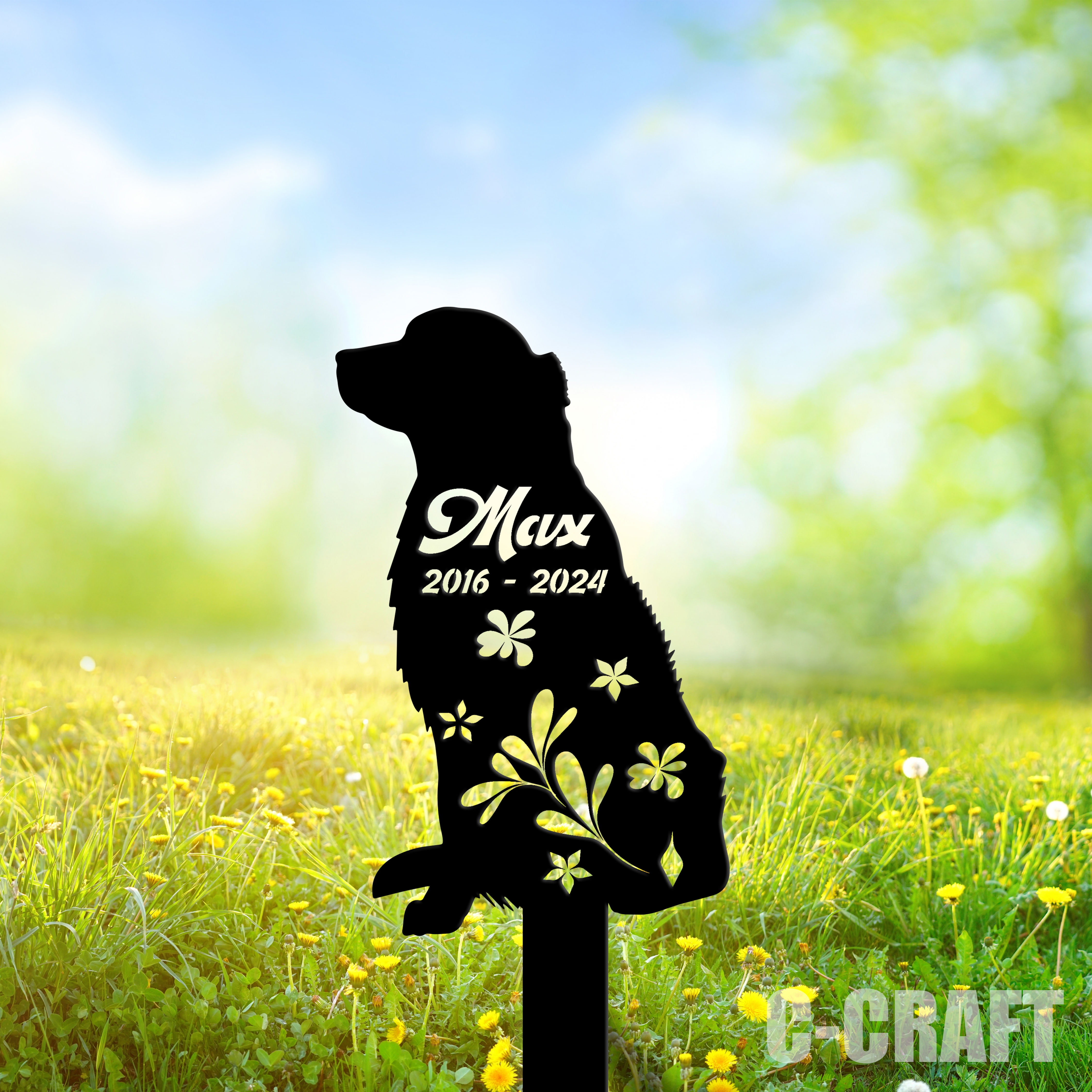 C-CRAFT Custom Golden Retriever Memorial Metal Yard Stake Weather ...