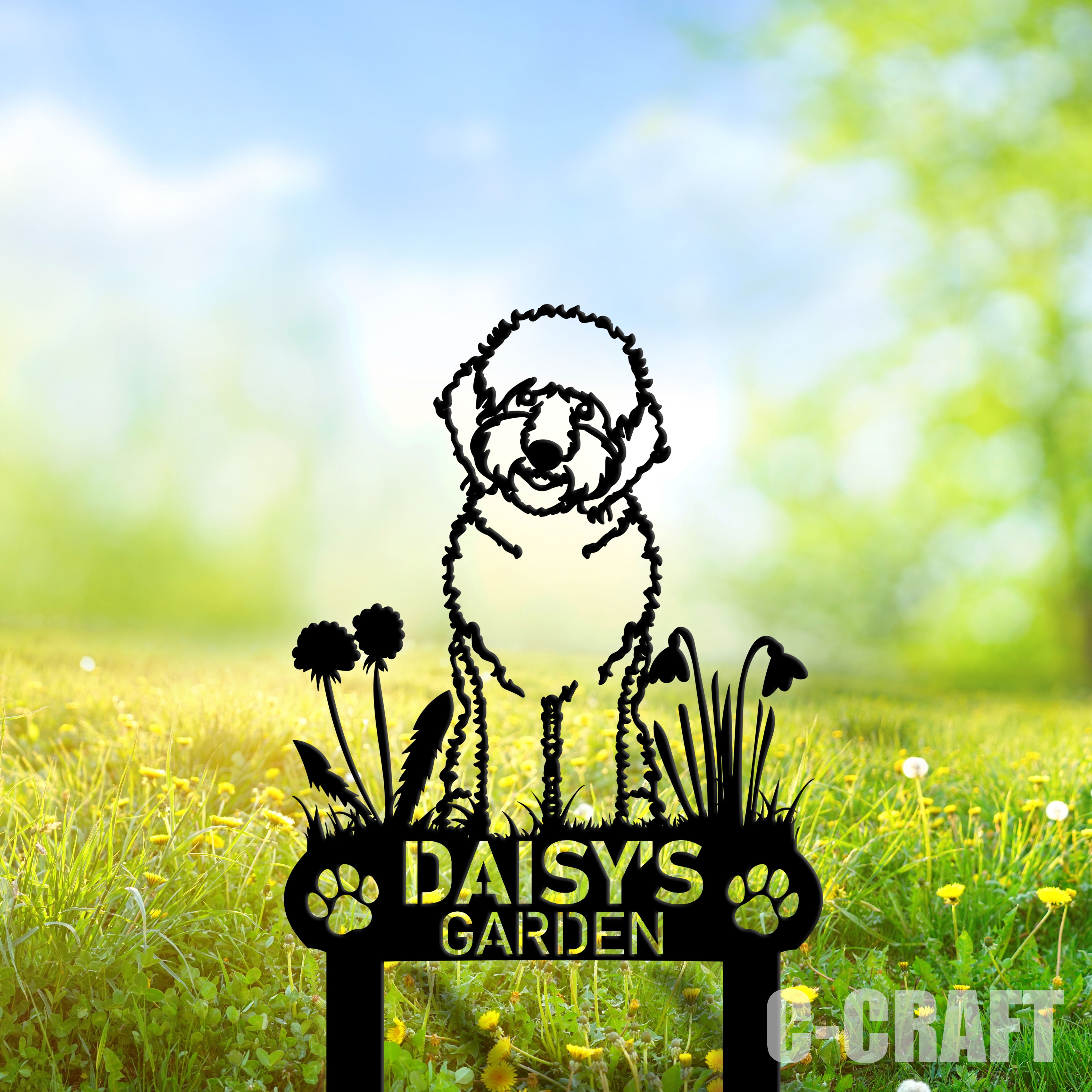 C-CRAFT Custom Goldendoodle Dog Memorial Metal Yard Sign Weather ...