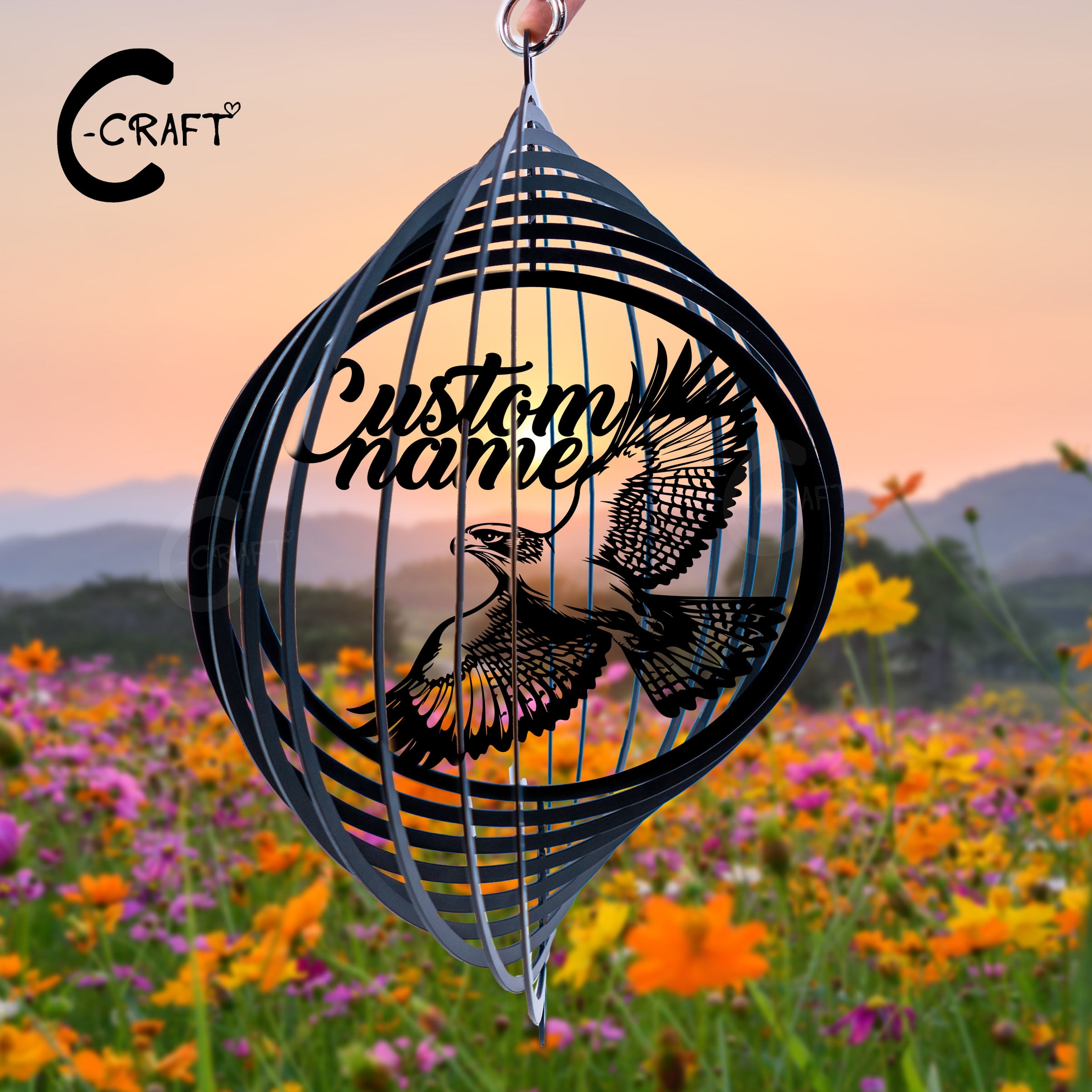 C-CRAFT Custom Hawk Metal Wind Spinner 8 inches for Hawk Lovers Outdoor ...