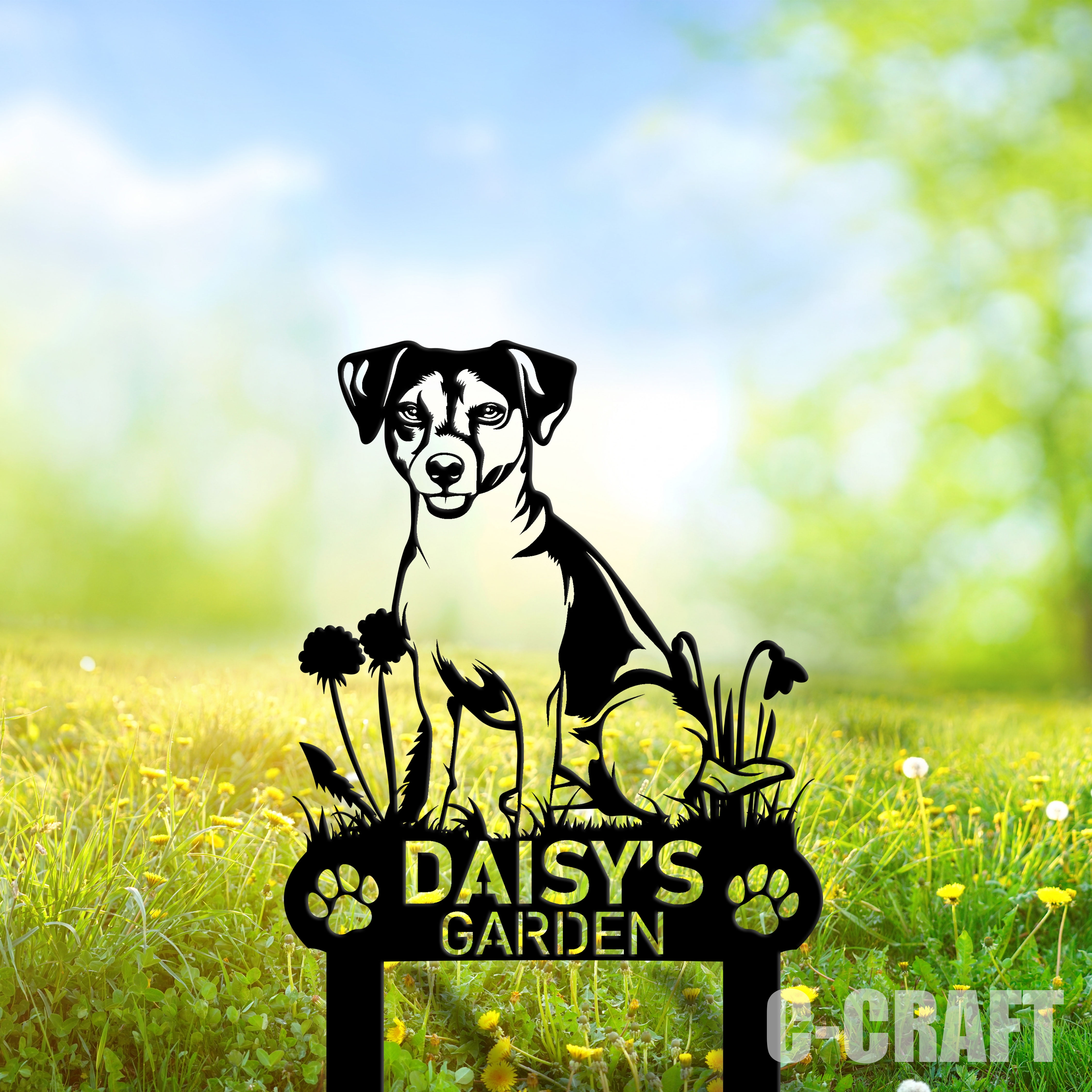 C-CRAFT Custom Jack Russel Terrier Dog Metal Yard Sign Weather ...