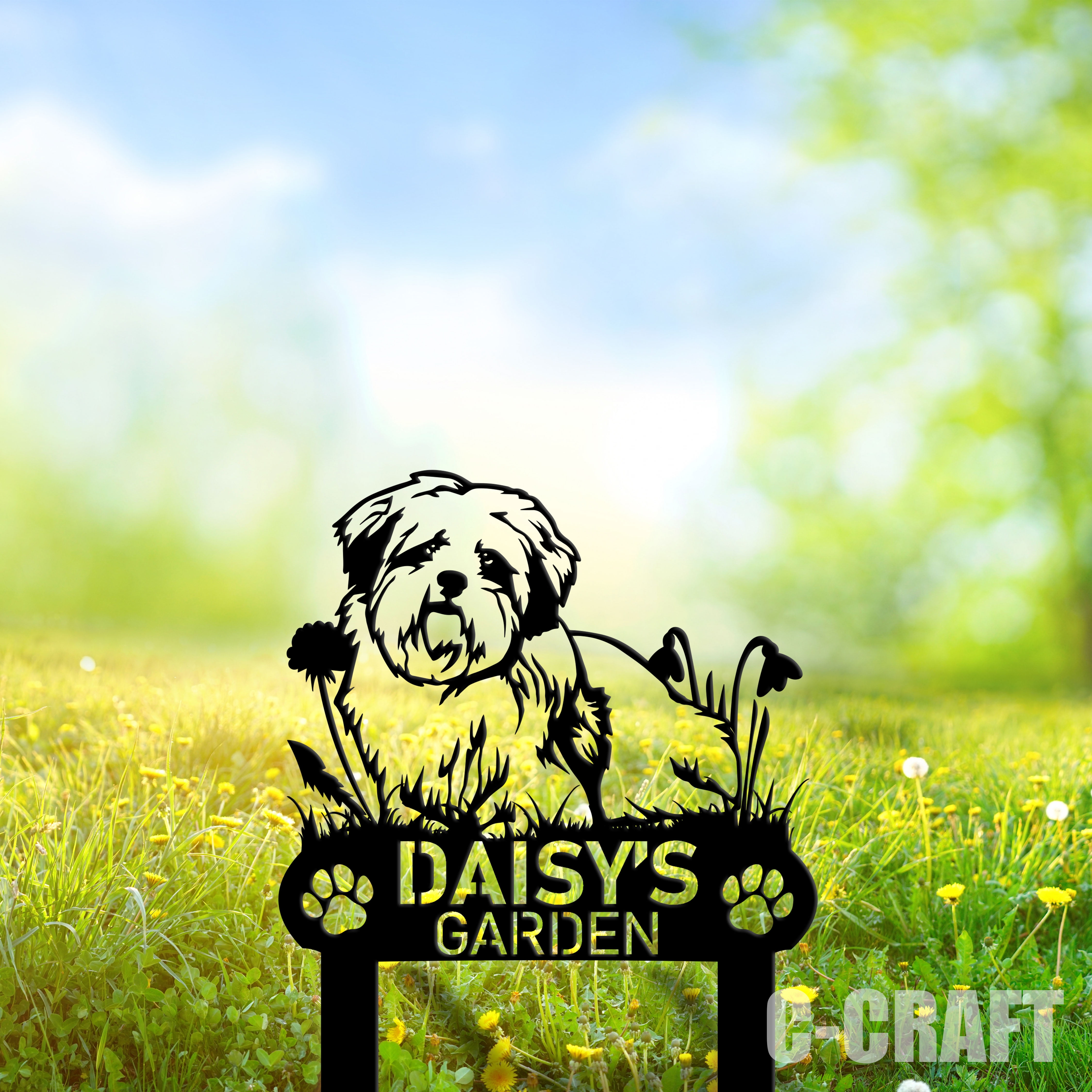 C-CRAFT Custom Lhasa Apso Dog Metal Yard Sign Weather Resistant for ...