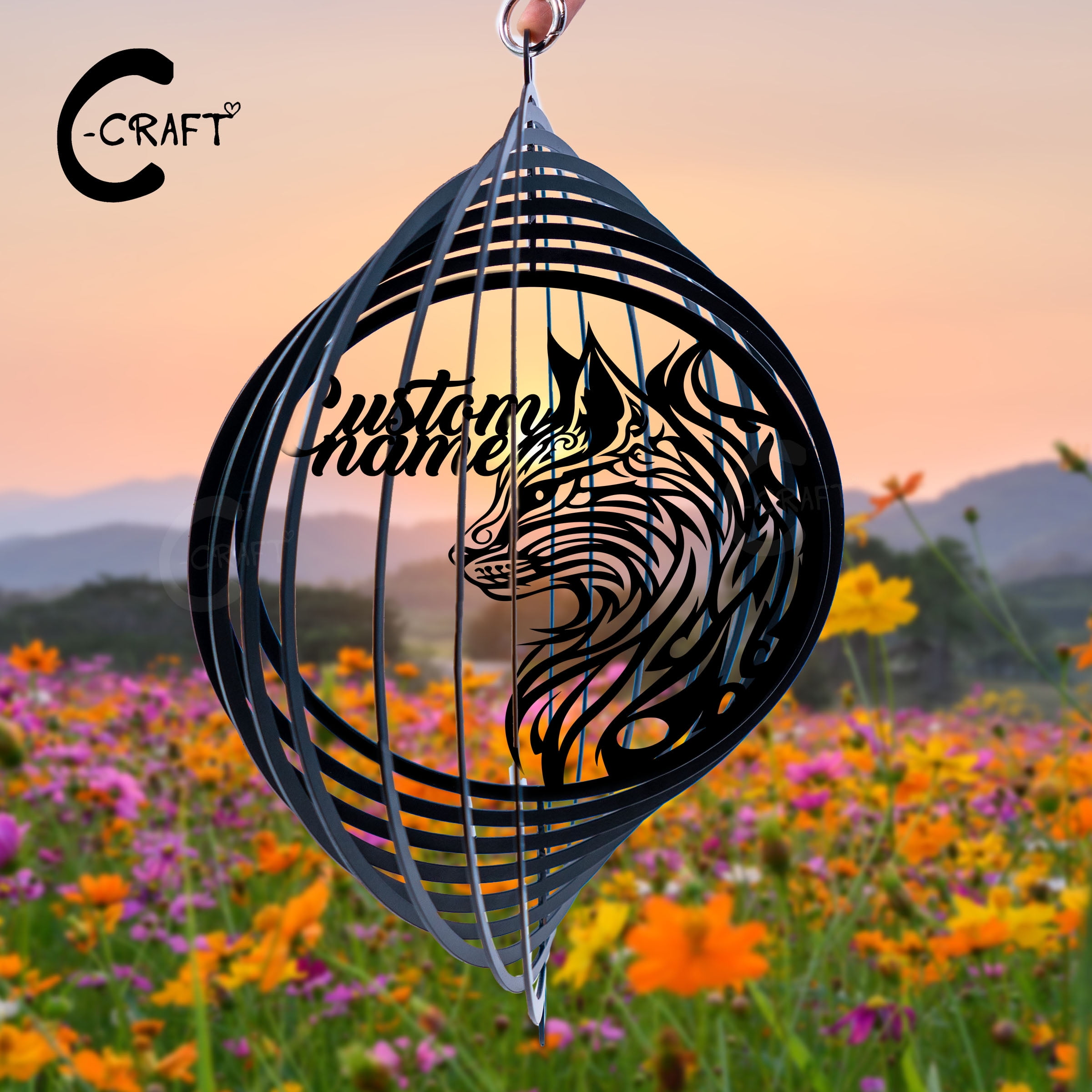 C-CRAFT Custom Lynx Metal Wind Spinner 12 inches for Lynx Lovers ...