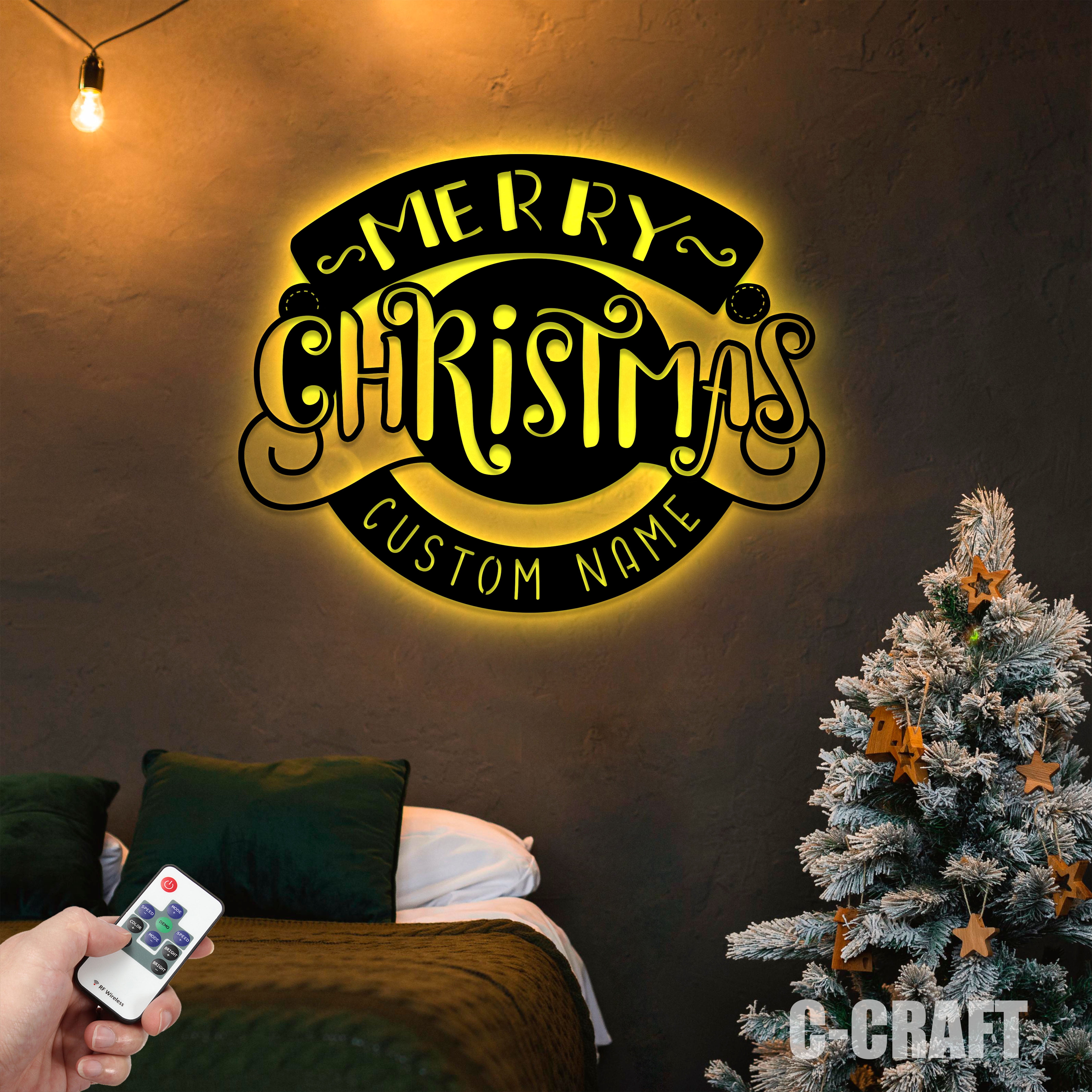 C-CRAFT Custom Merry Christmas LED Metal Sign, Unique Wall Art for Home ...
