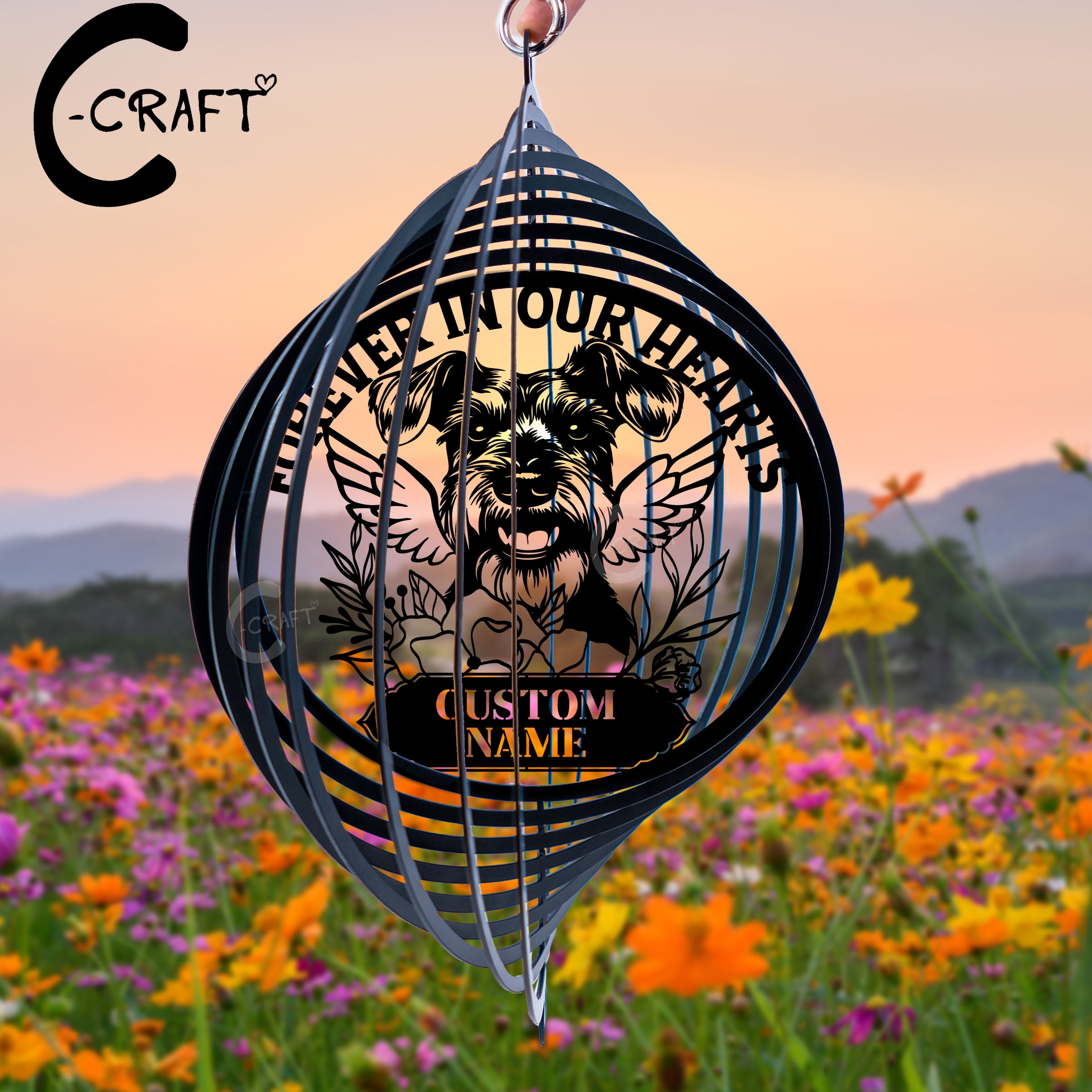 C-CRAFT Custom Miniature Schnauzer Metal Wind Spinner 8 inches ...
