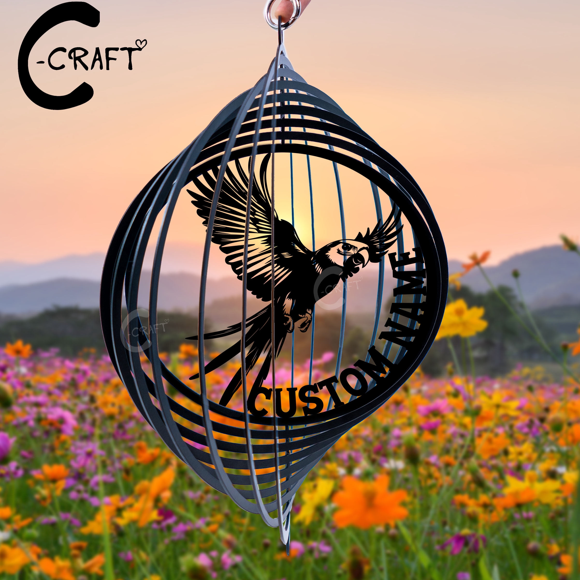 C-CRAFT Custom Parrot Tropical Metal Wind Spinner 14 inches for Parrot ...