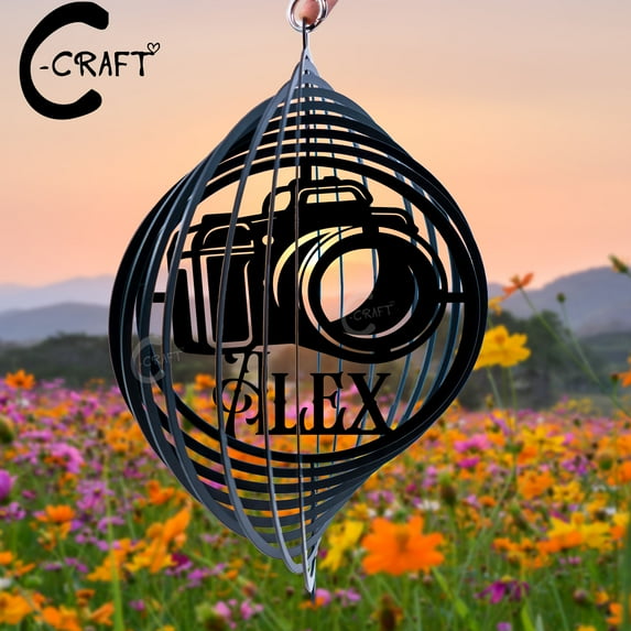 C-CRAFT Custom Photographer Metal Wind Spinner 18 inches, Memorial Wind ...