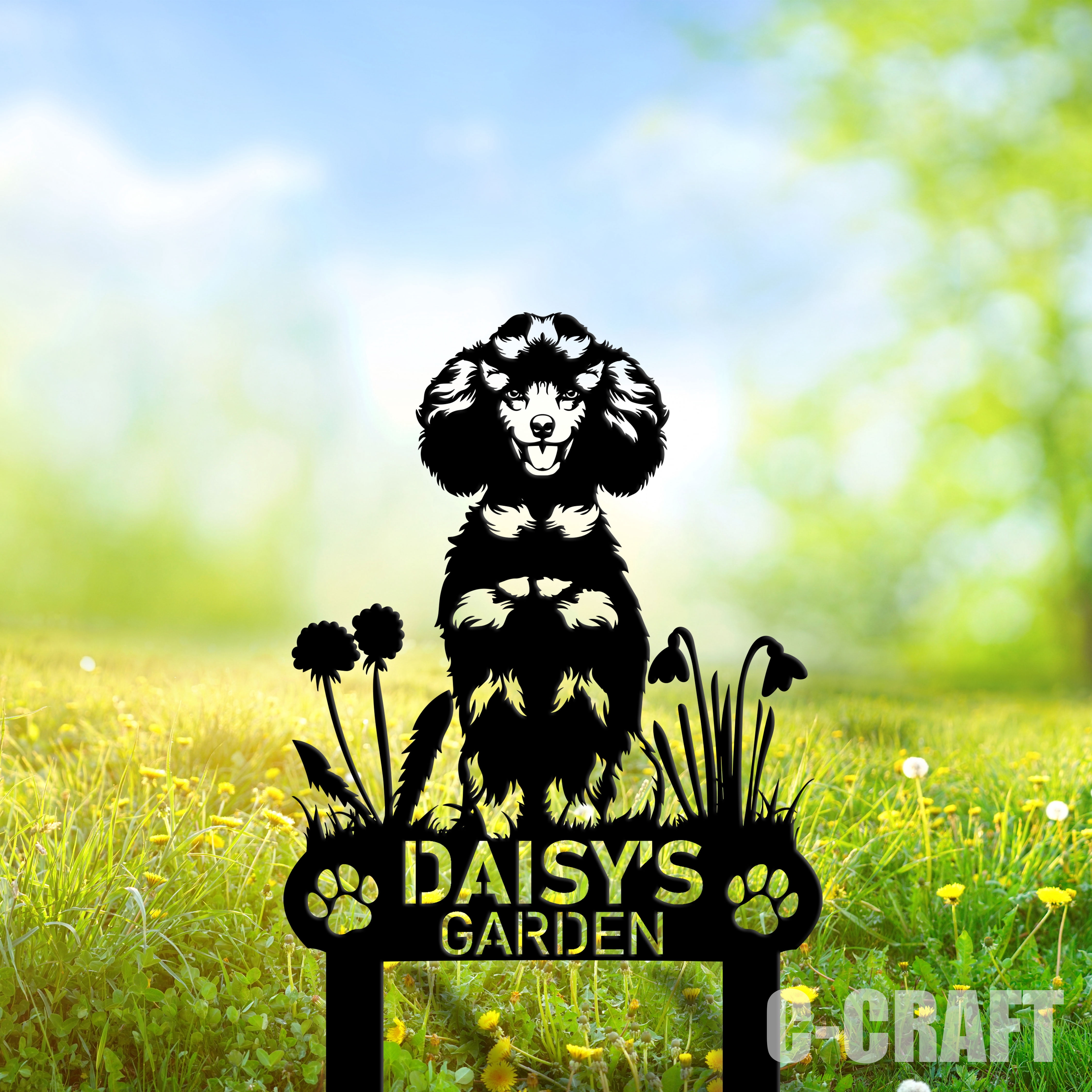 C-CRAFT Custom Poodle Dog Memorial Metal Yard Sign Weather Resistant ...