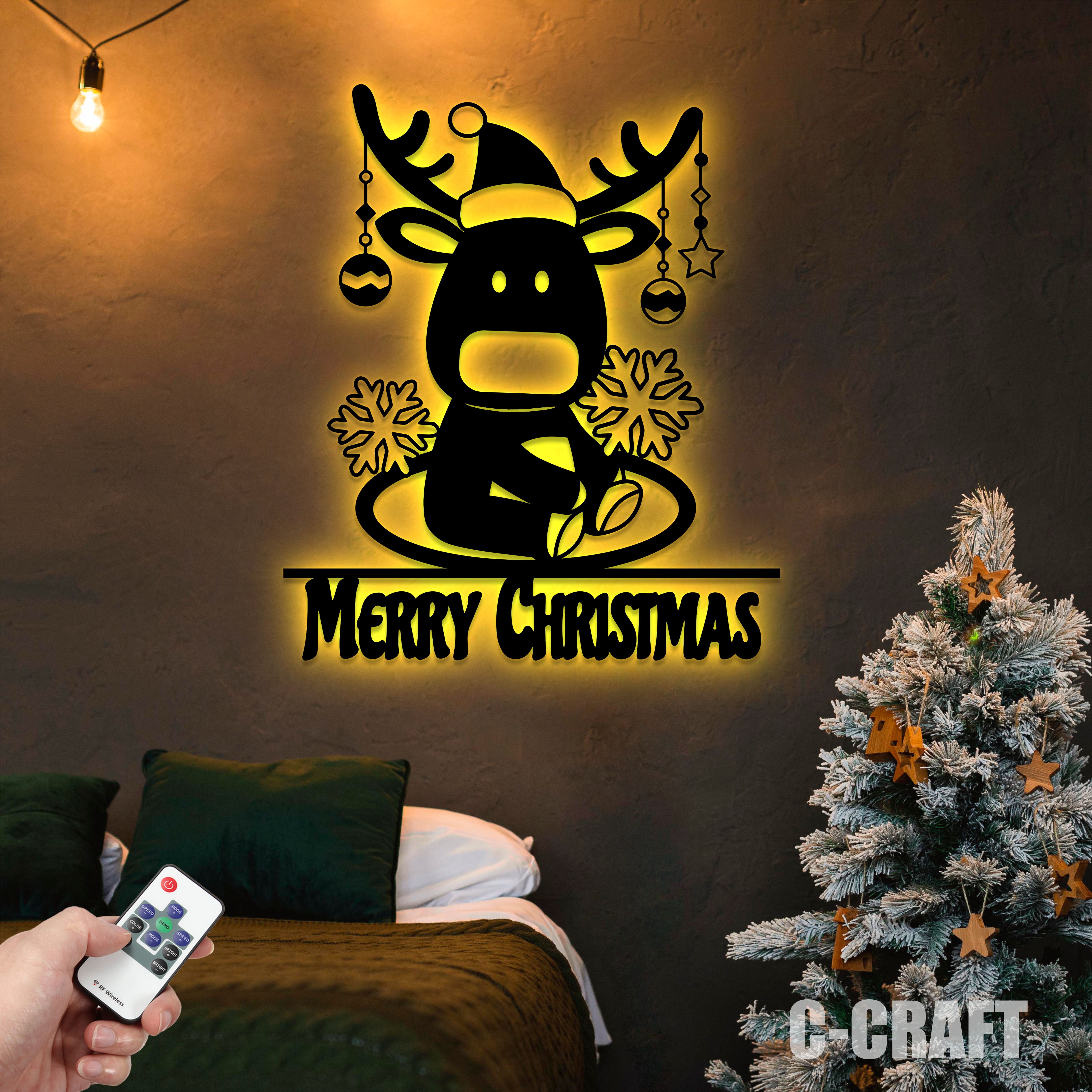 C-CRAFT Custom Reindeer Unique Christmas Metal Sign Led Light Wall Art ...