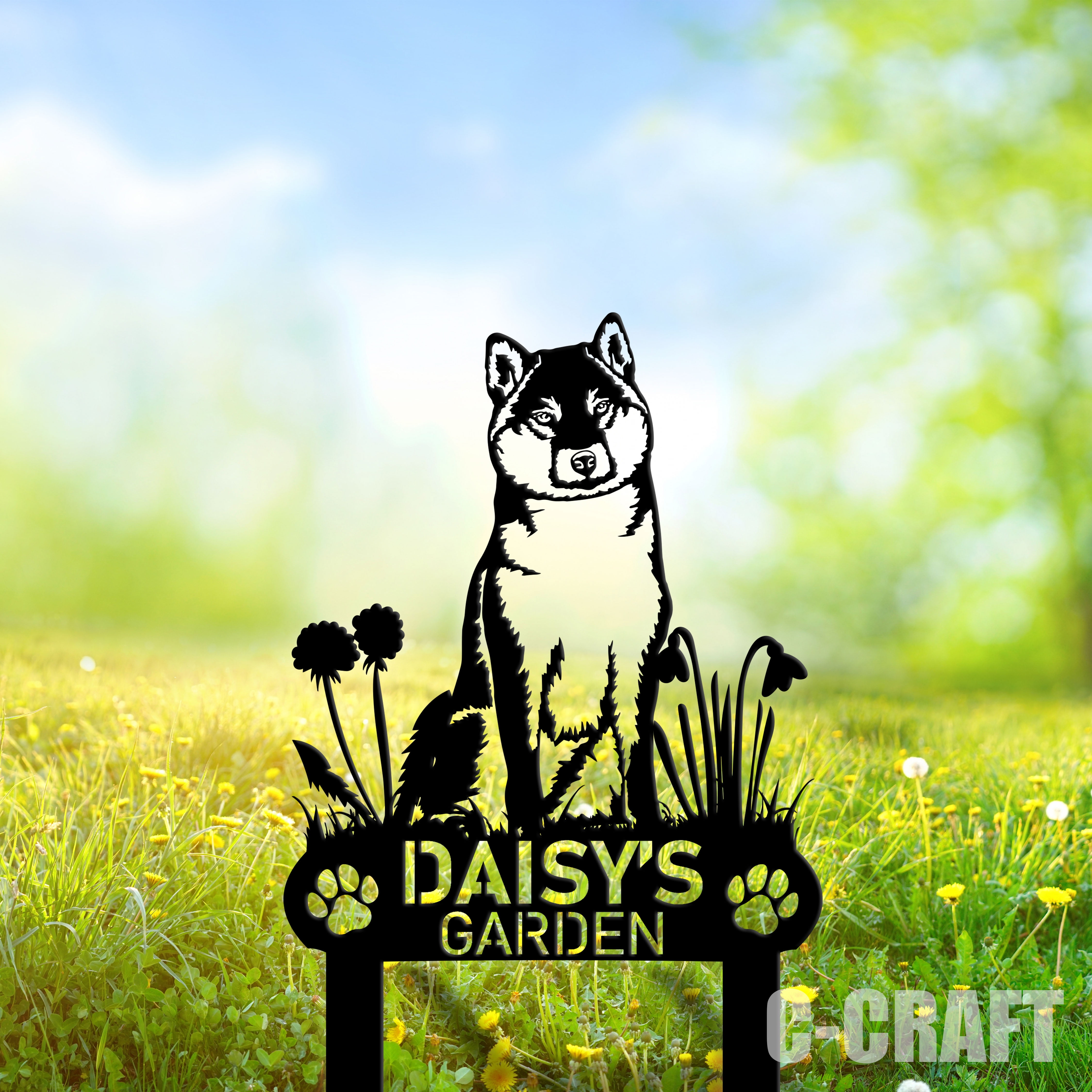 C-CRAFT Custom Shiba Inu Dog Memorial Metal Yard Sign Weather Resistant ...