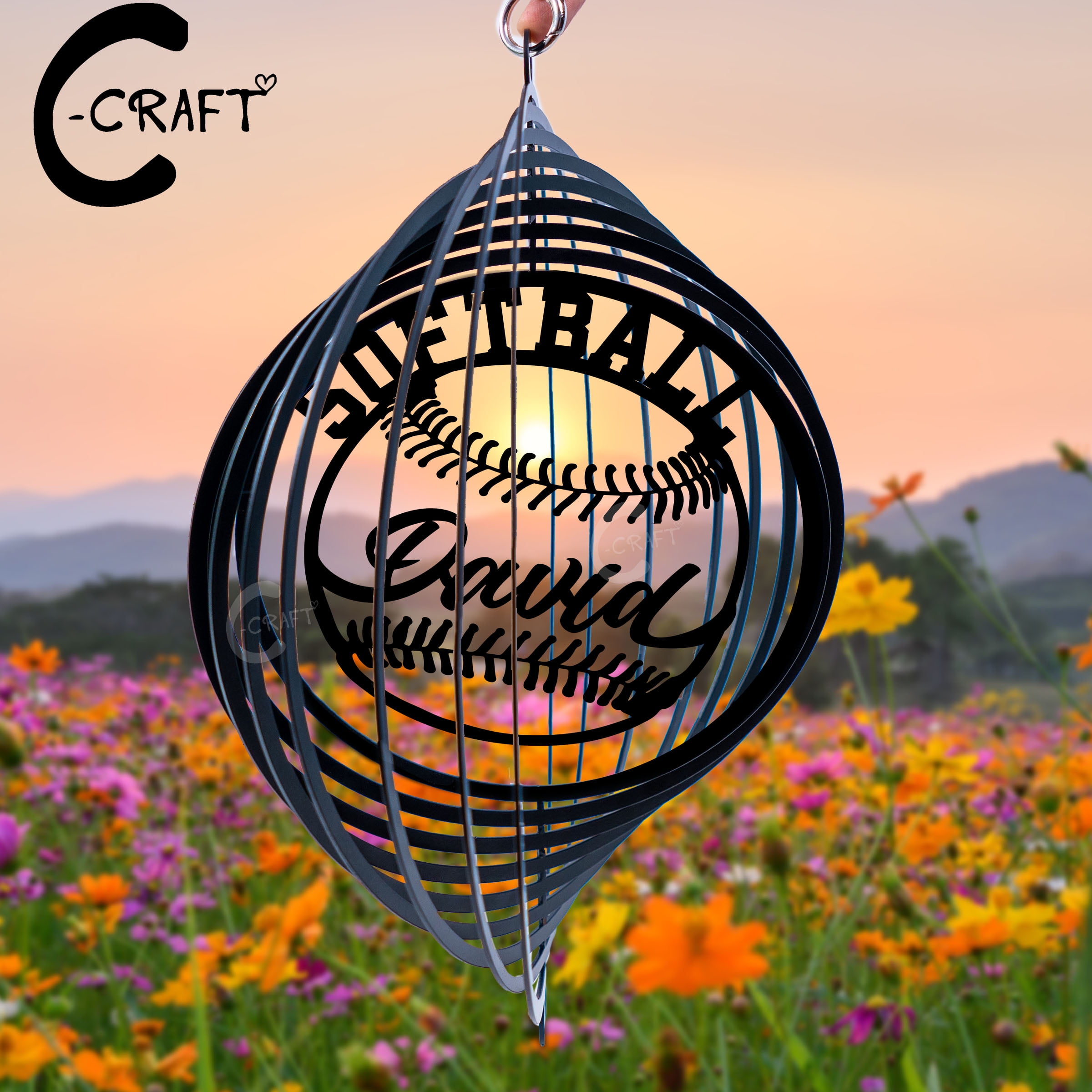 C-CRAFT Custom Softball Metal Wind Spinner 12 inches, Memorial Wind ...