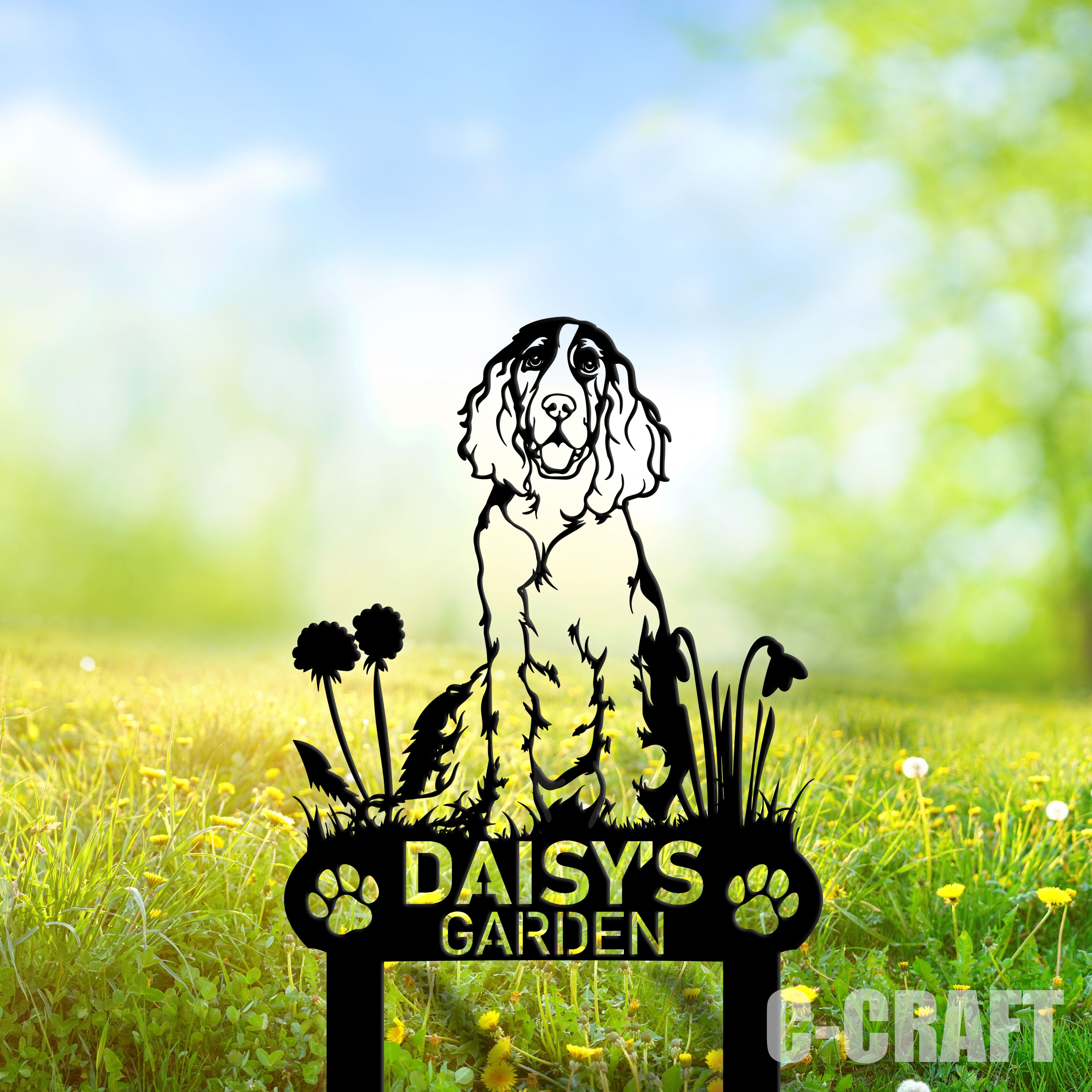 C-CRAFT Custom Springer Spaniel Dog Memorial Metal Yard Sign Weather ...
