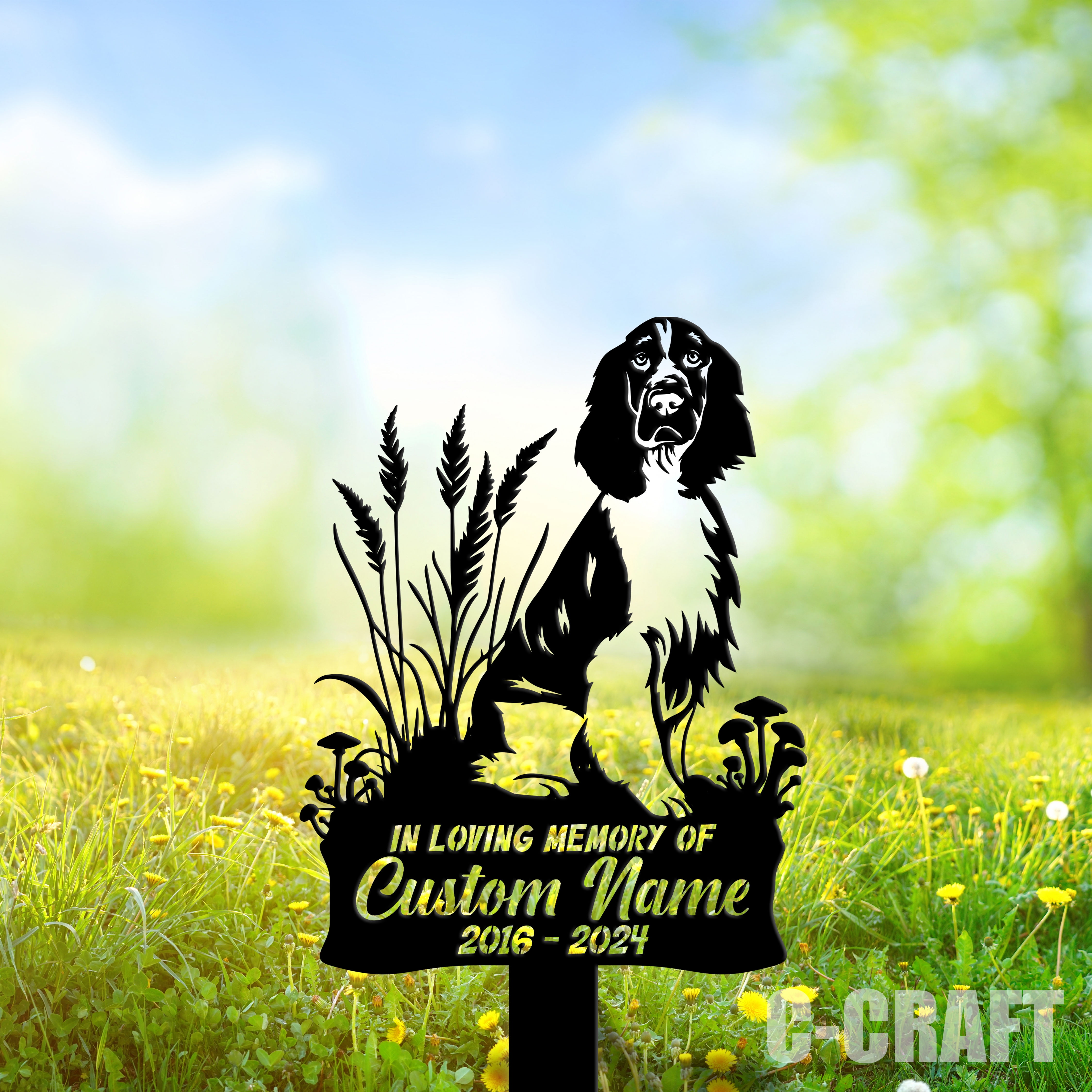 C-CRAFT Custom Springer Spaniel Dog Metal Yard Sign Weather Resistant ...