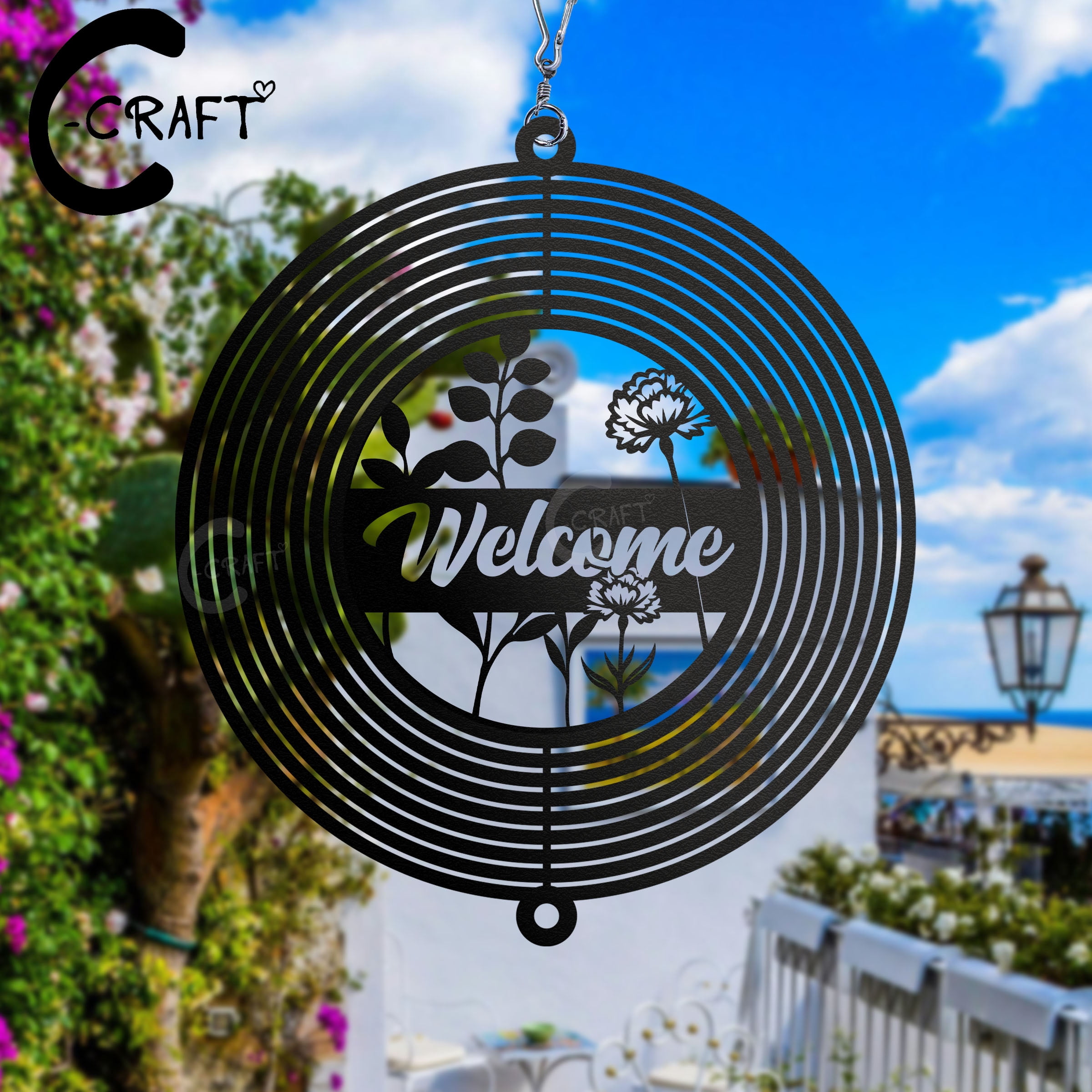 C-CRAFT Custom Welcome Wind Spinner 8 inches Metal Sign, Memorial Wind ...