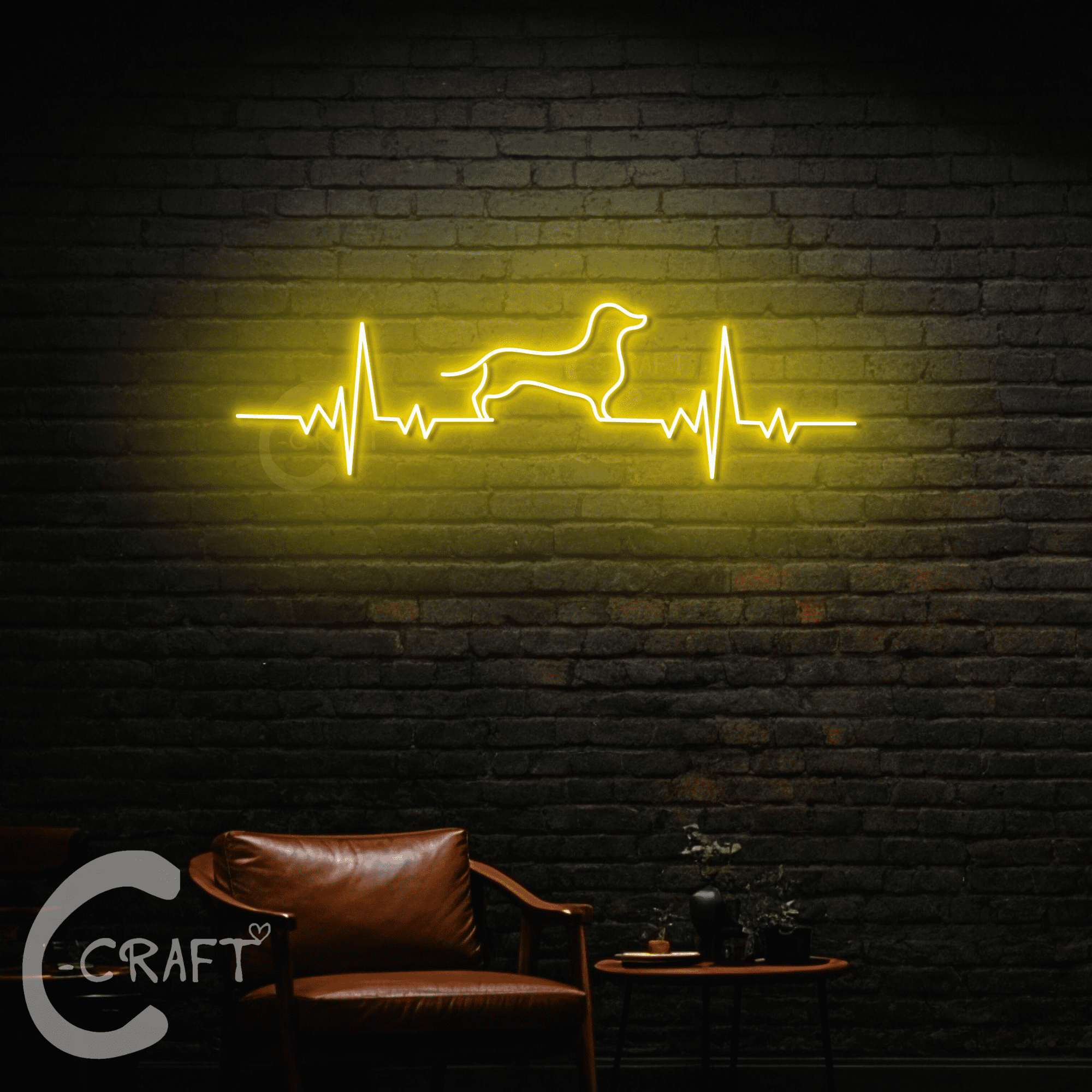 C-CRAFT Dachshund Heartbeat Neon Light Led Sign 35 inch for Pet Store ...