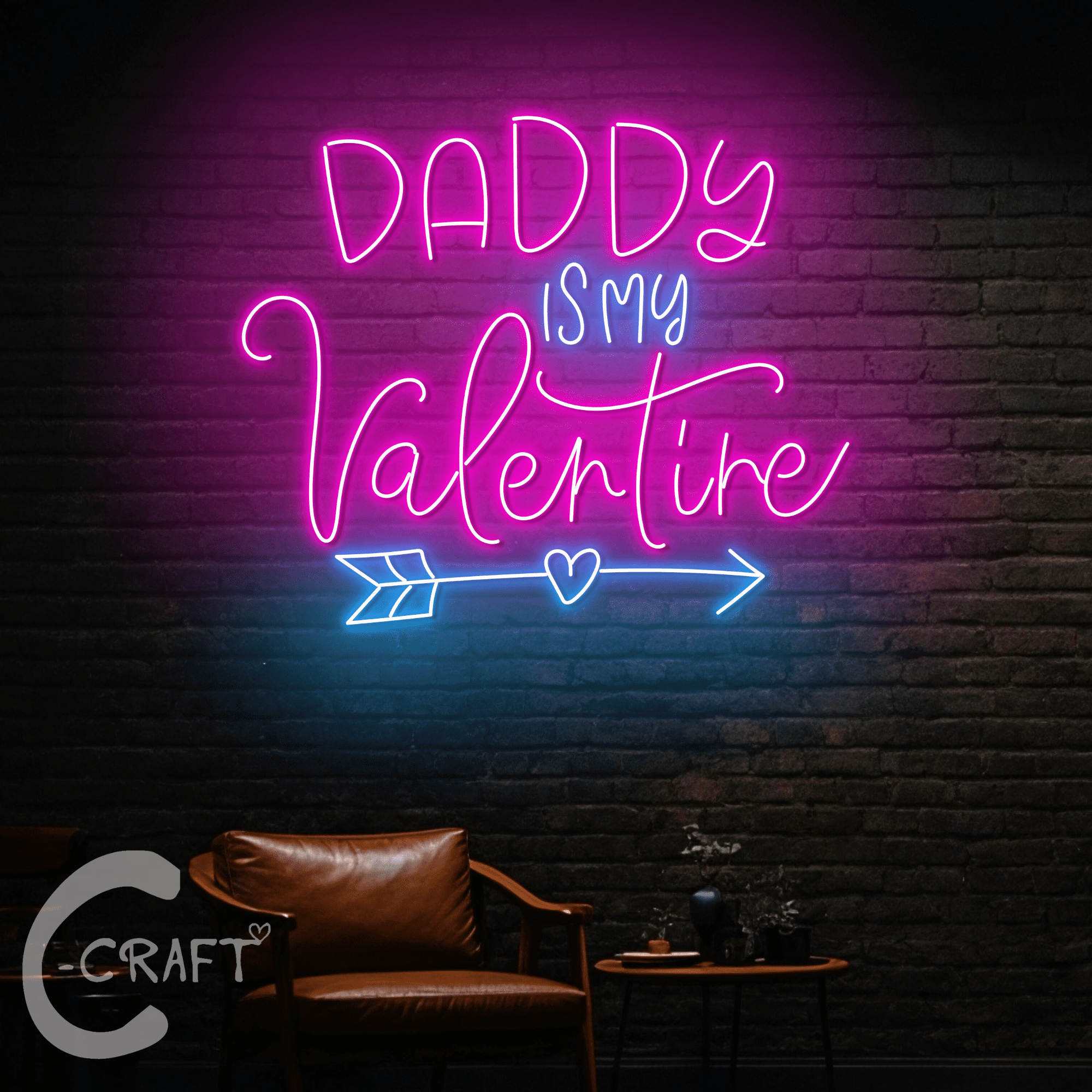 C-CRAFT Daddy Is My Valentine Neon Led Light Sign 27 inch for ...