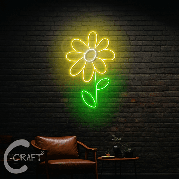 C-CRAFT Daisy Flower Neon Sign Led Light Up 33 inch for Flower Shop ...