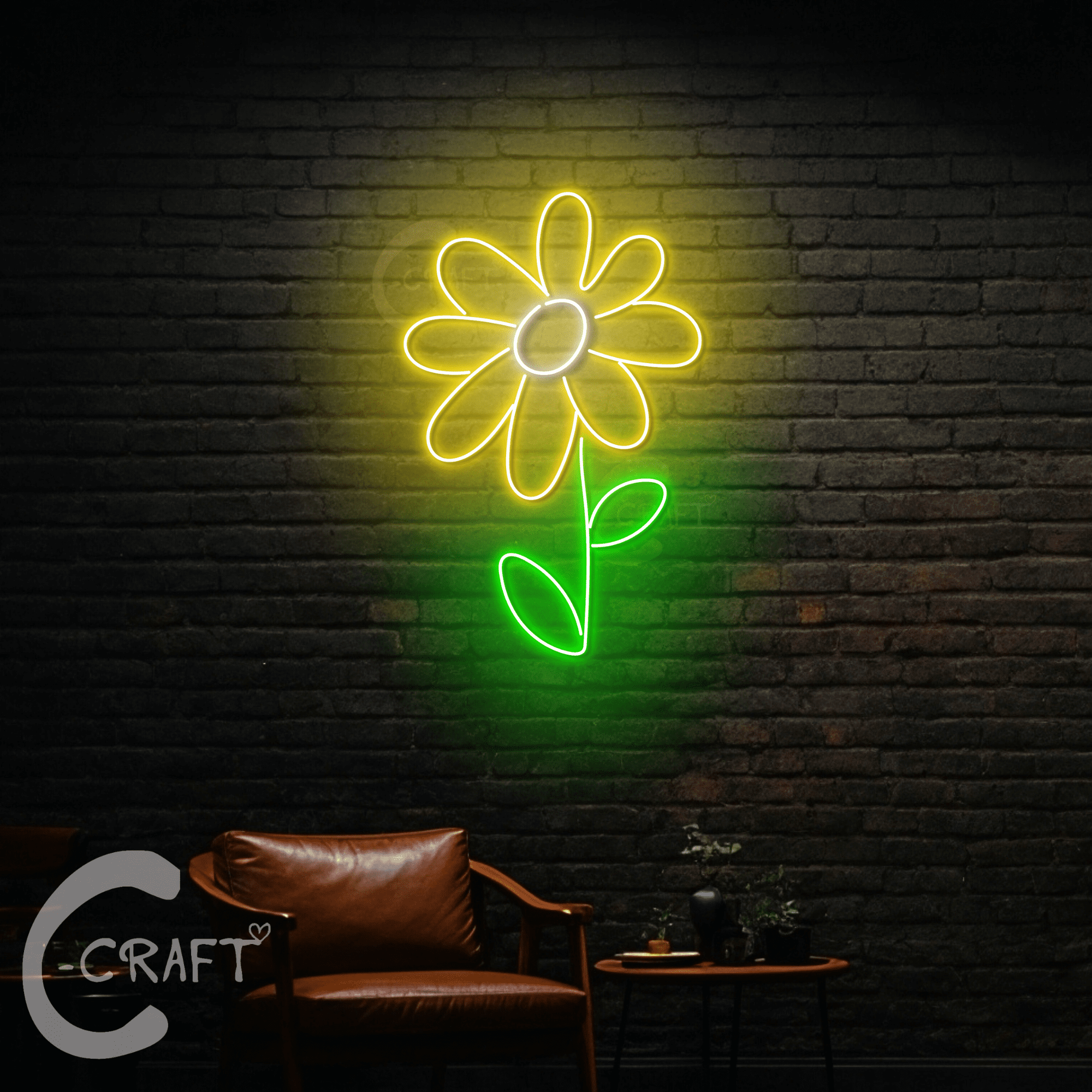 C-CRAFT Daisy Flower Neon Sign Led Light Up 38 inch for Flower Shop ...