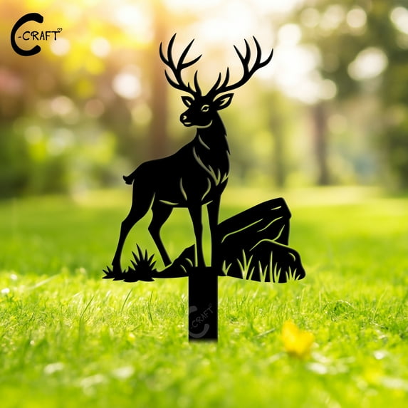 C-CRAFT Deer Metal Garden Stake Sign 14 inches, Perfect Outdoor Accent ...