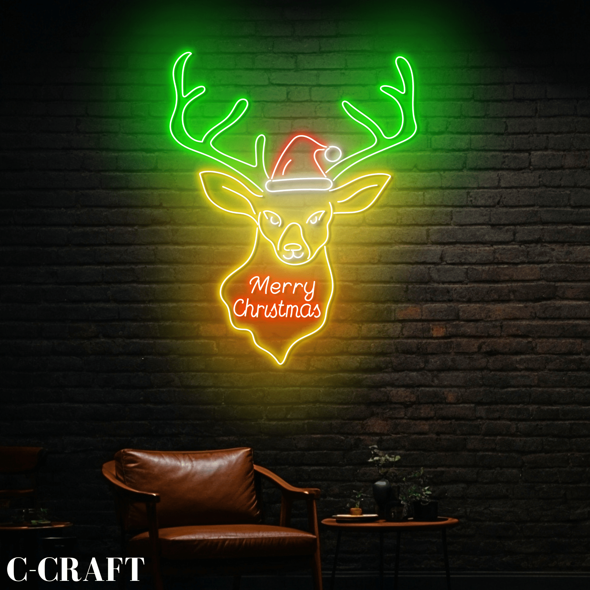 C-CRAFT Deer Neon Led Light Sign for Deer Lover Christmas Party Wall ...