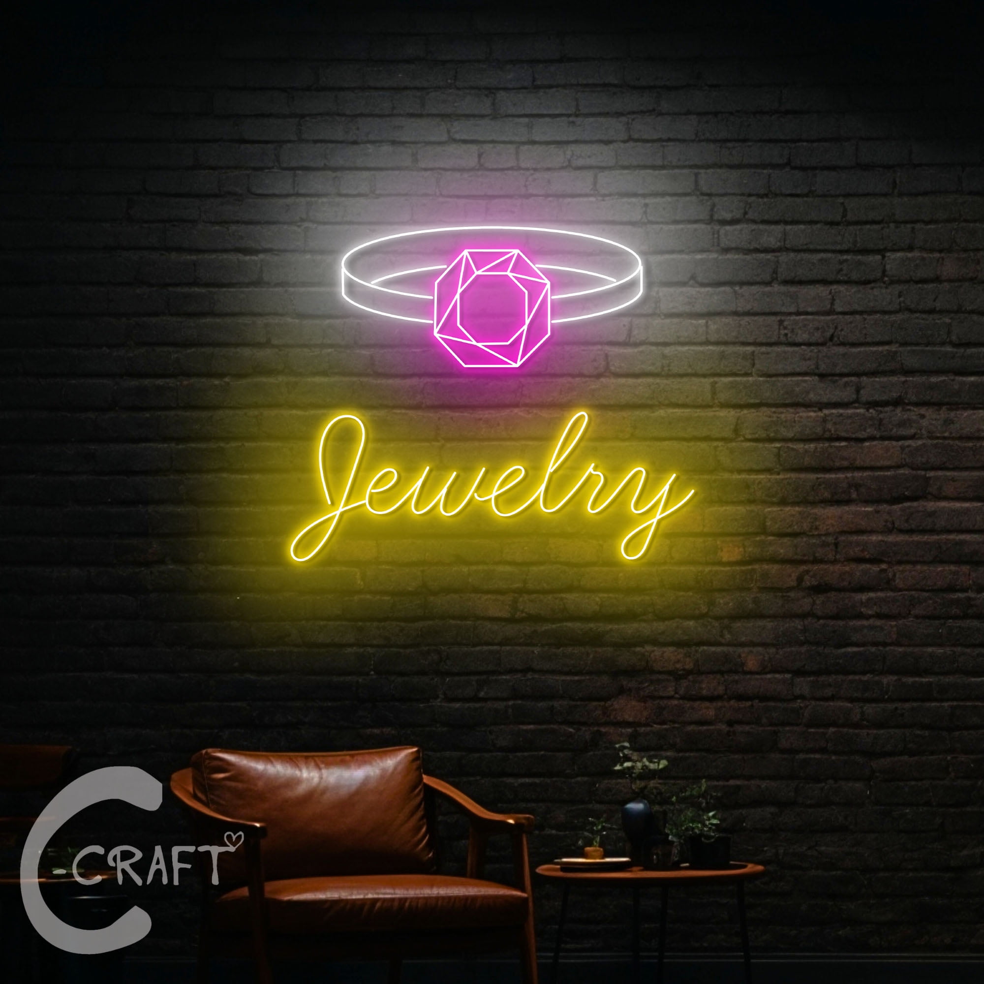 C-CRAFT Diamond Ring Neon Led Light Up 23 inch for Jewelry Shop Wall ...
