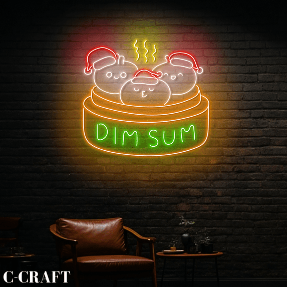 C-CRAFT Dim Sum Christmas Wall Art Led Light Neon Sign For Chinese Dim ...