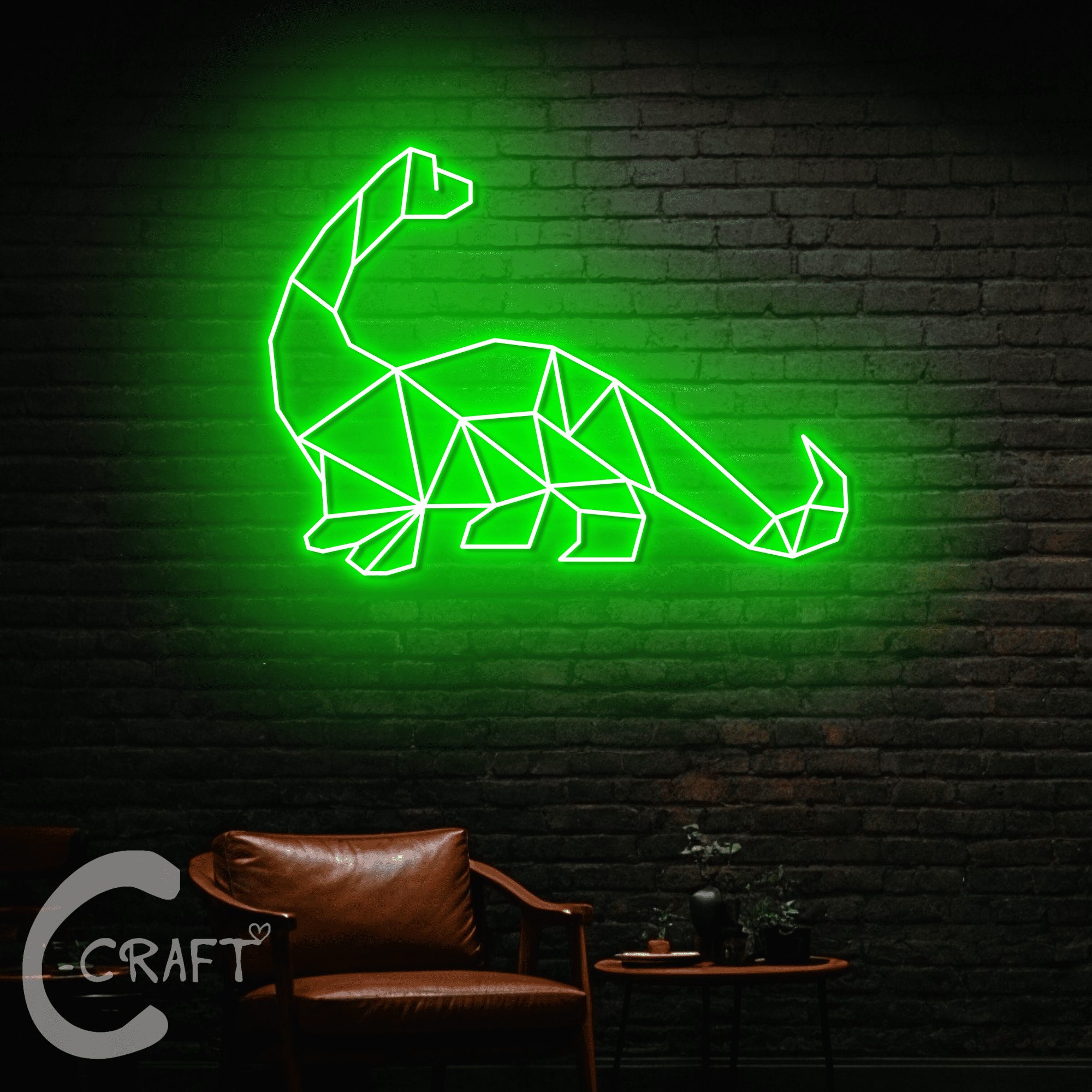 C-CRAFT Dinosaur Geometric Neon Sign LED Light 35 inch for Bedroom ...