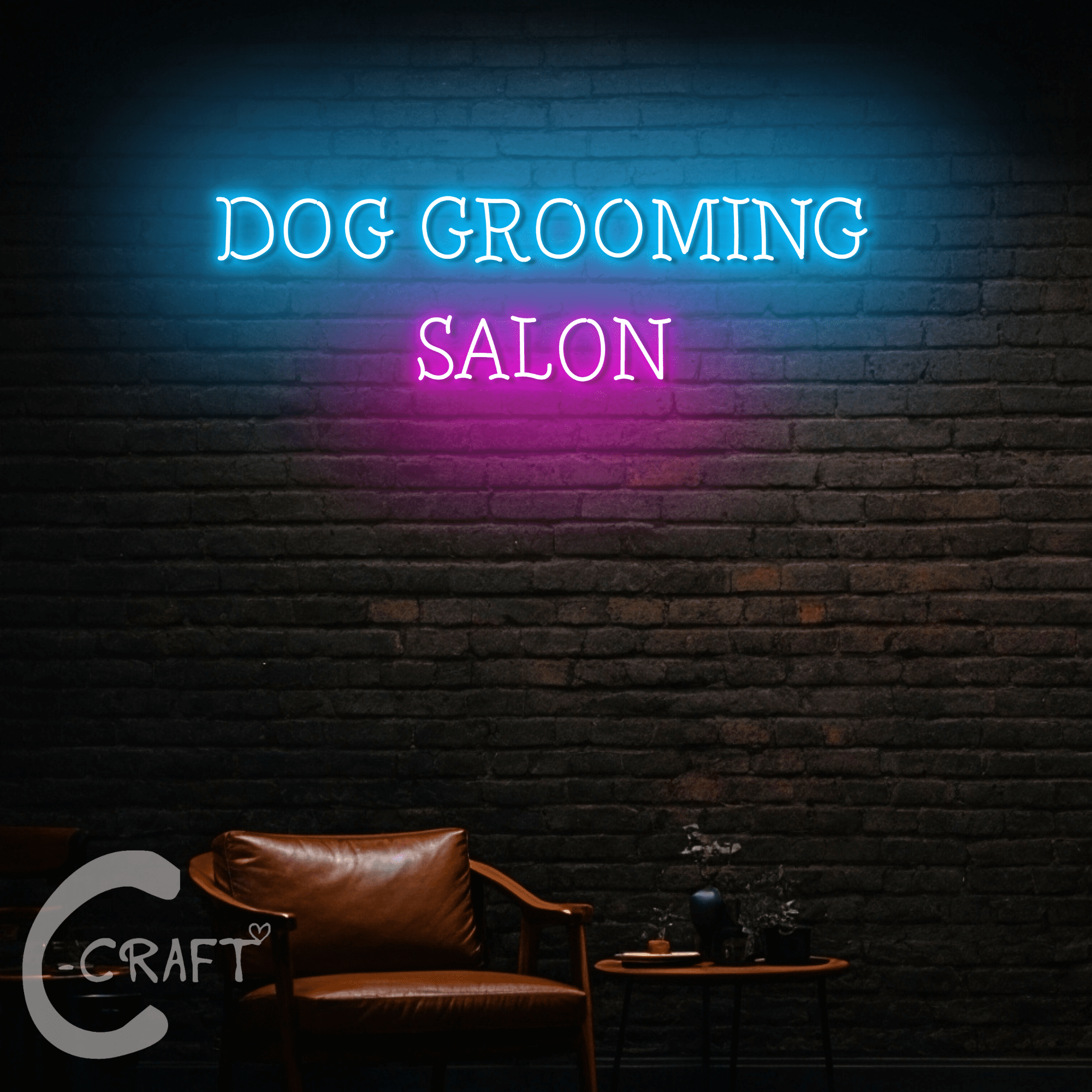 C-CRAFT Dog Grooming Salon Neon Led Light Sign 25 inch for Pet Grooming ...