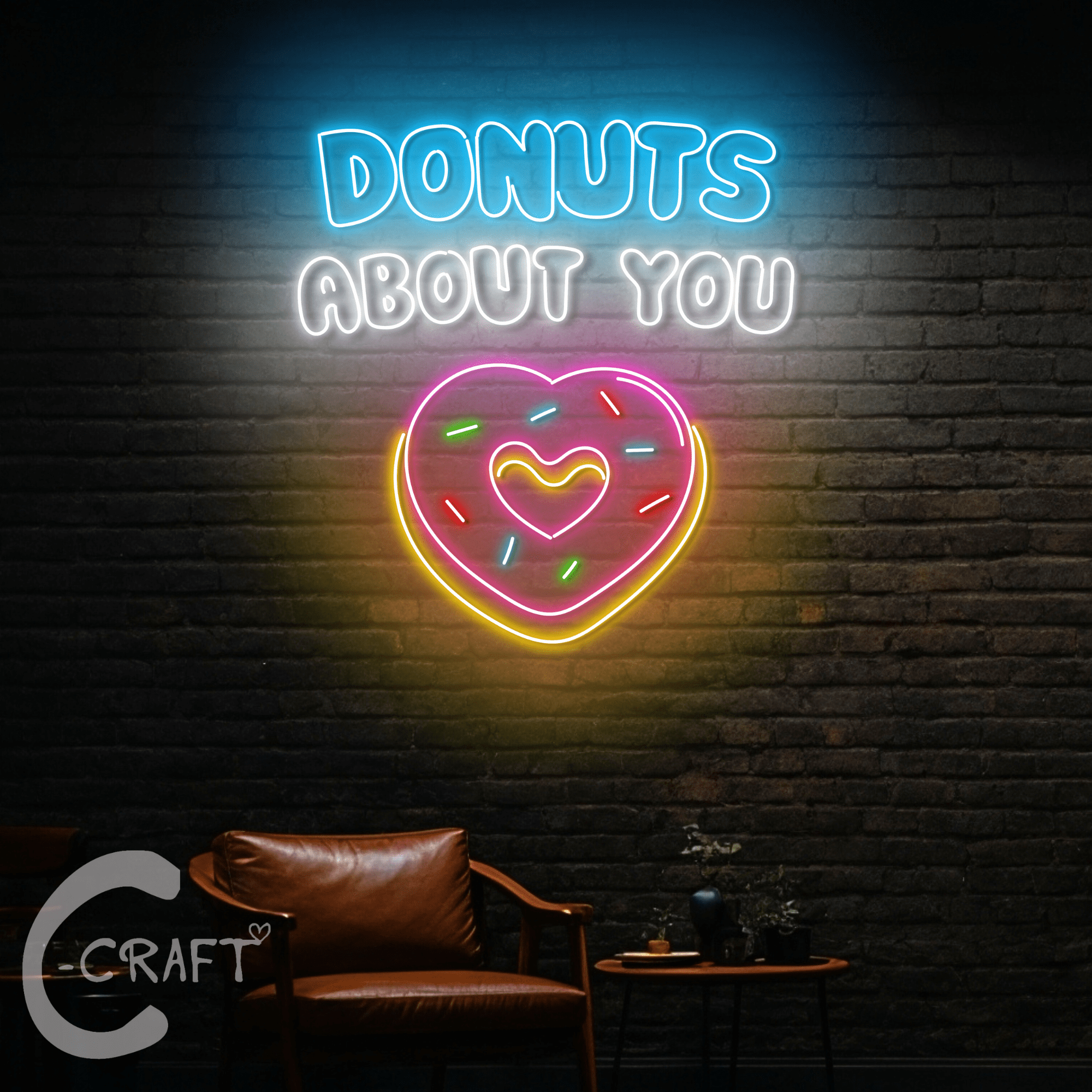 C-CRAFT Donut About You Neon Led Light Up 25 inch for Valentine Donut ...