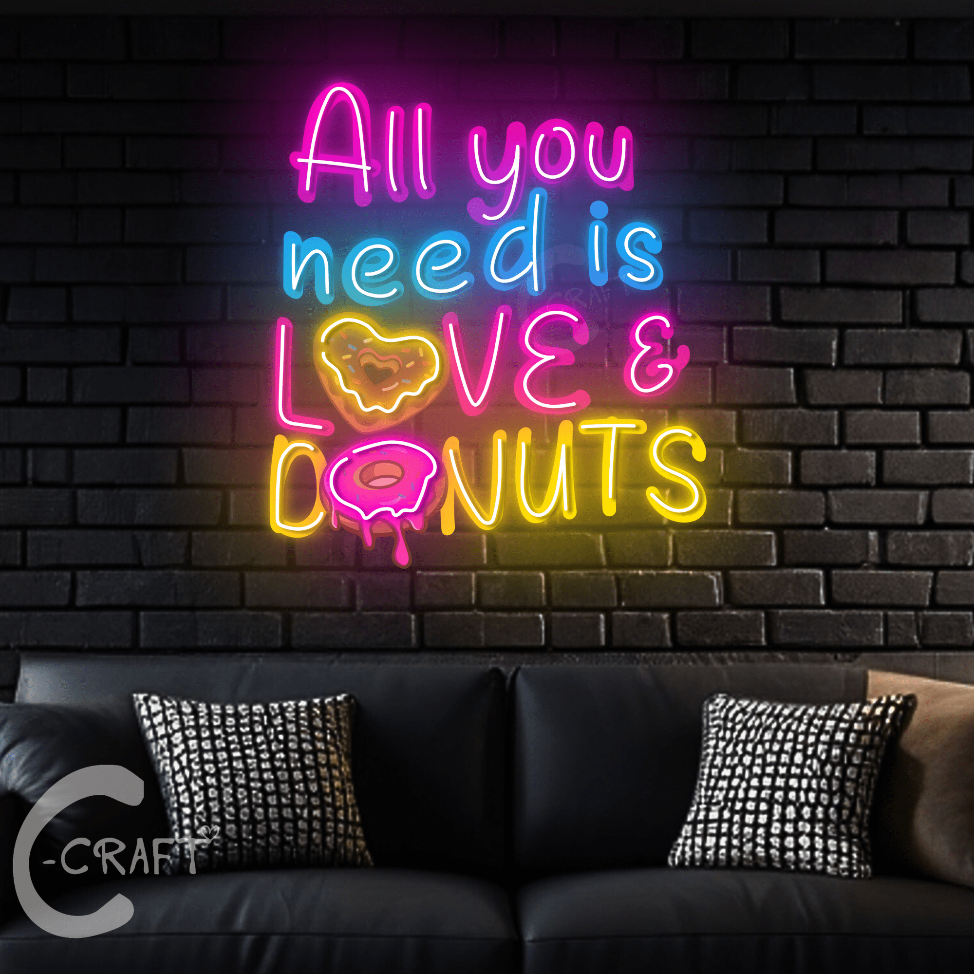 C-CRAFT Donuts Acrylic Led Light Sign 18 inch for Bakery and Cake Shop ...