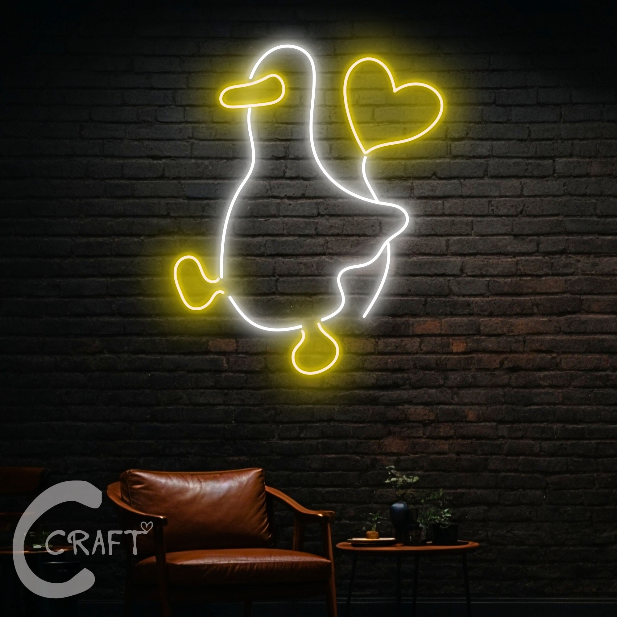 C-CRAFT Duck Heart Balloon Neon Sign LED Light 33 inch for Kid Bedroom ...