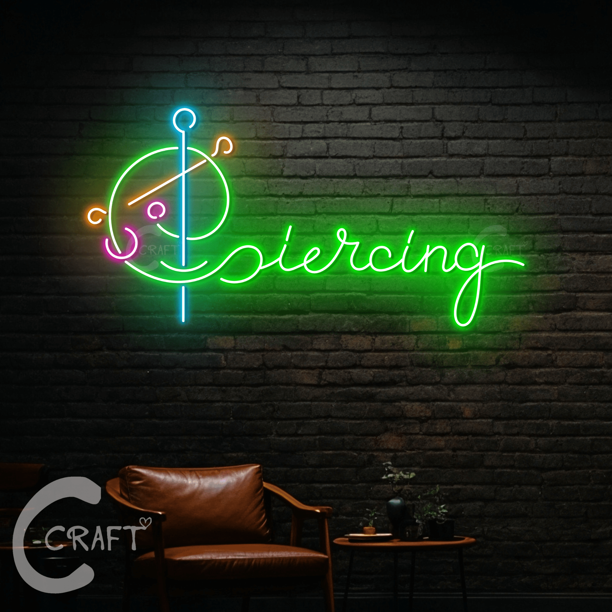 C-CRAFT Ear Piercing Led Light Neon Sign 35 inches for Tattoo Piercing ...