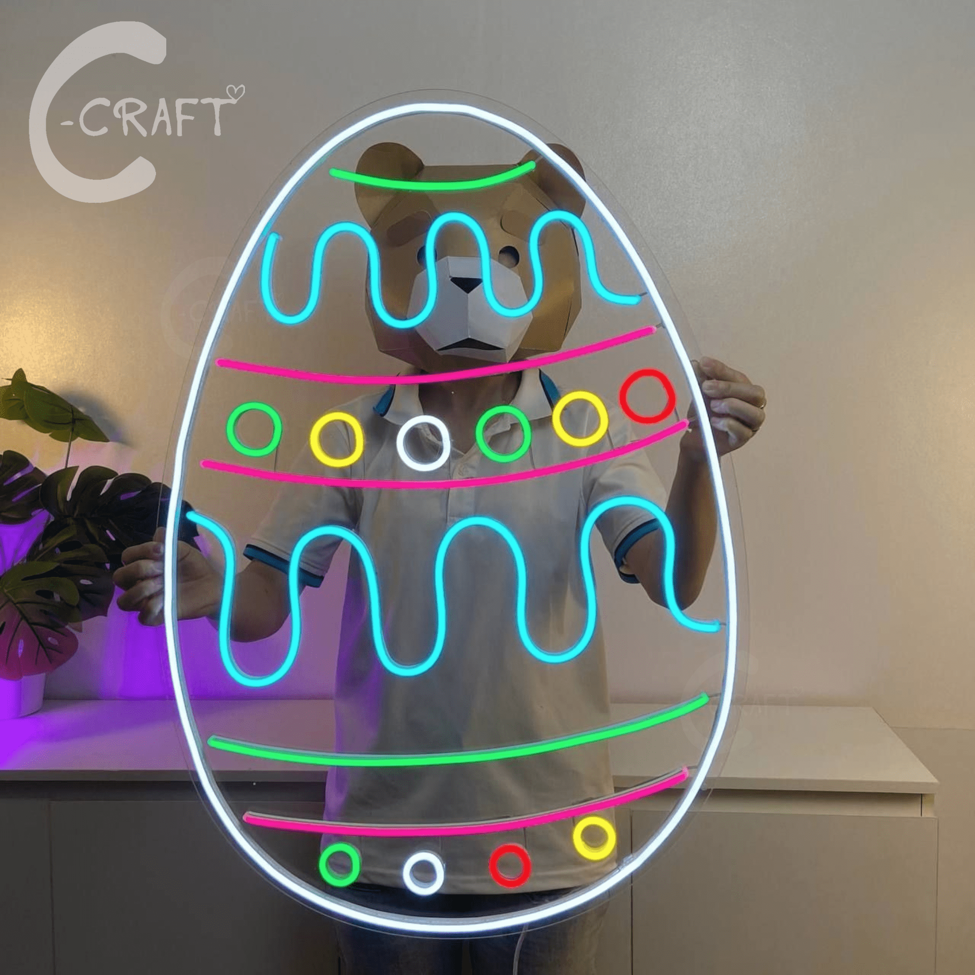 C-CRAFT Easter Egg Neon Sign Led Light Up 35 inch for Easter Day ...