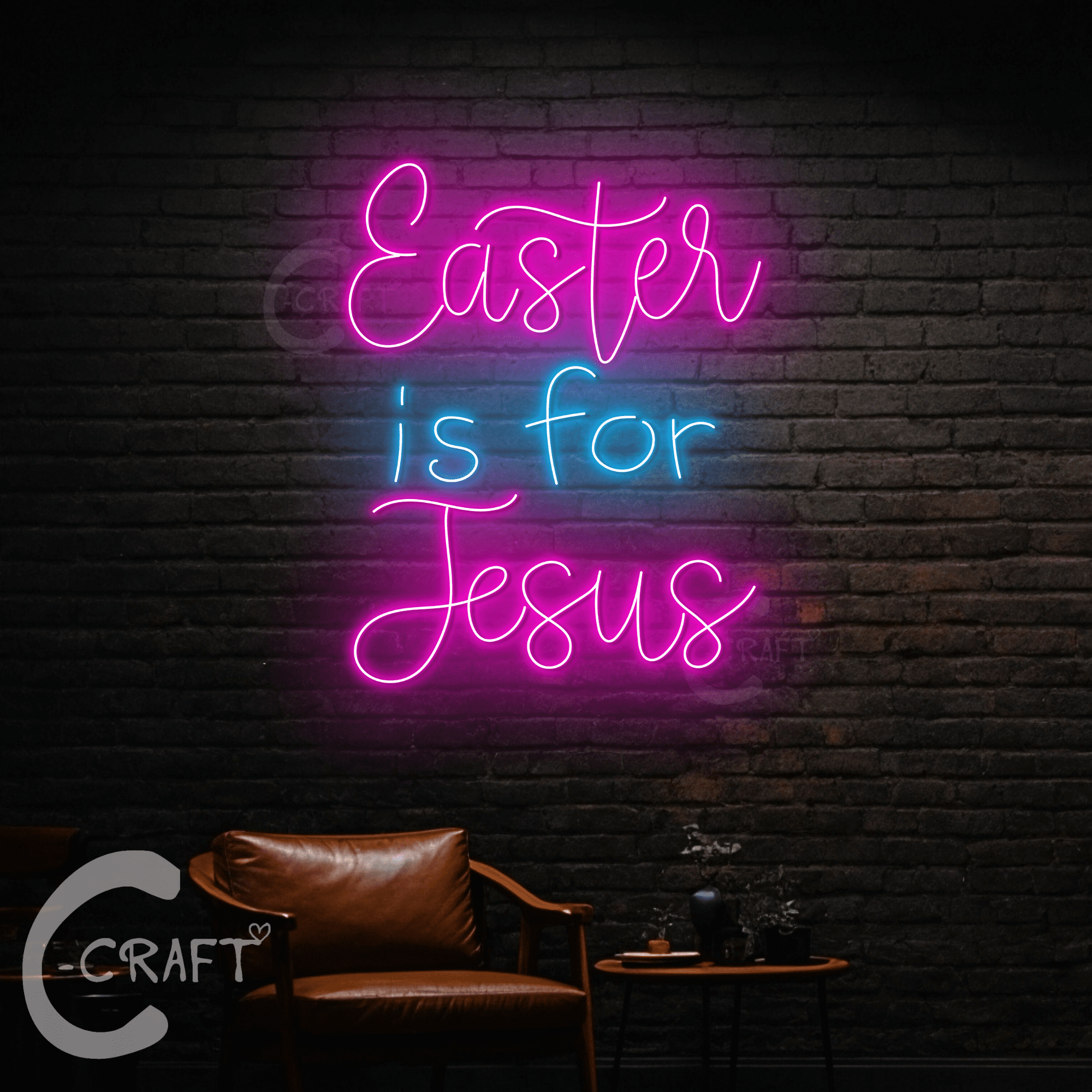 C-CRAFT Easter Is For Jesus Neon Sign Led Light Up 35 inch for Easter ...