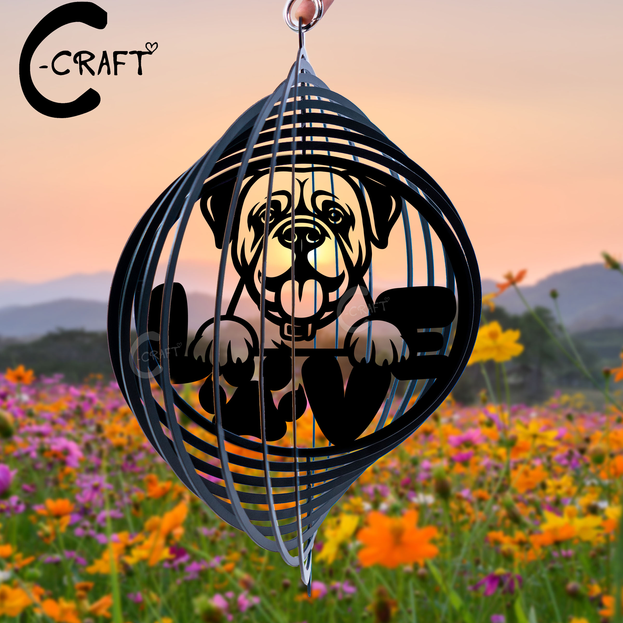 C-CRAFT English Mastiff Dog Metal Wind Spinner 12 Inches, Outdoor ...