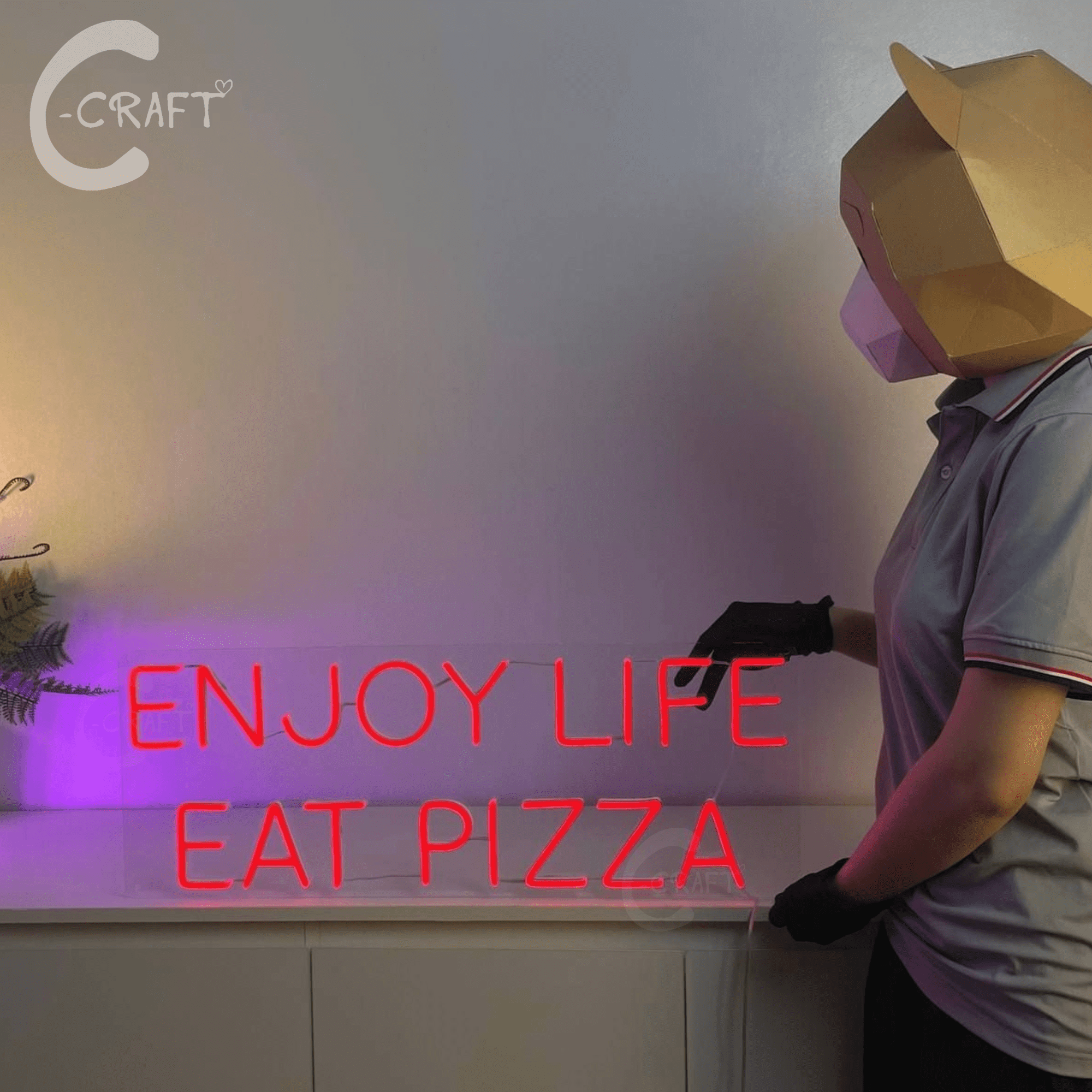 C-CRAFT Enjoy Life Eat Pizza Neon Light Led Sign 23 inch for Pizza ...