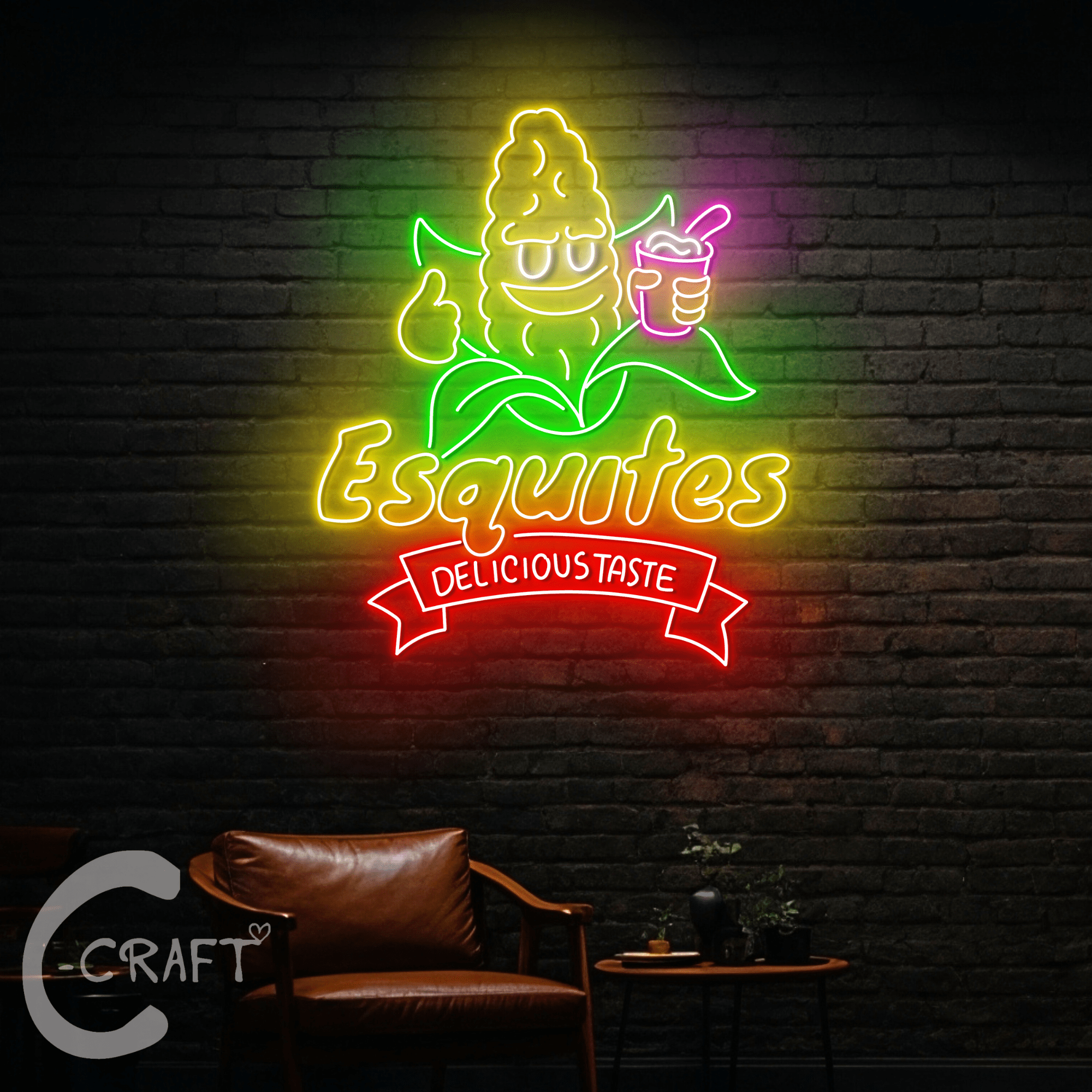 C-CRAFT Esquites Delicious Taste Neon Led Light Up 25 inch for Mexican ...