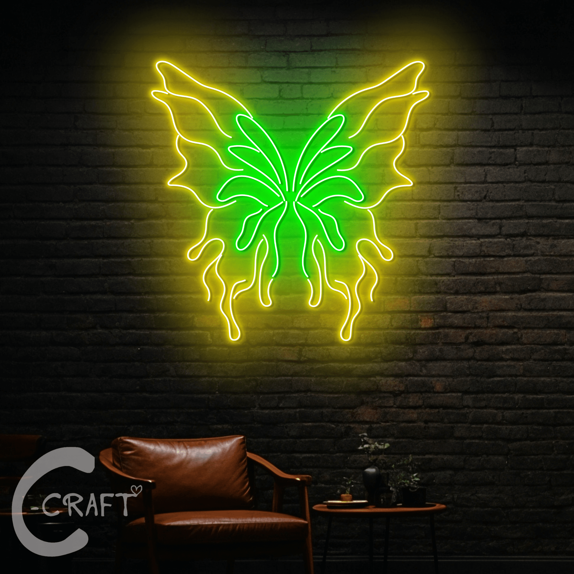 C-CRAFT Fairy Butterfly Wings Neon Sign LED Light 38 inch for Home Bar ...