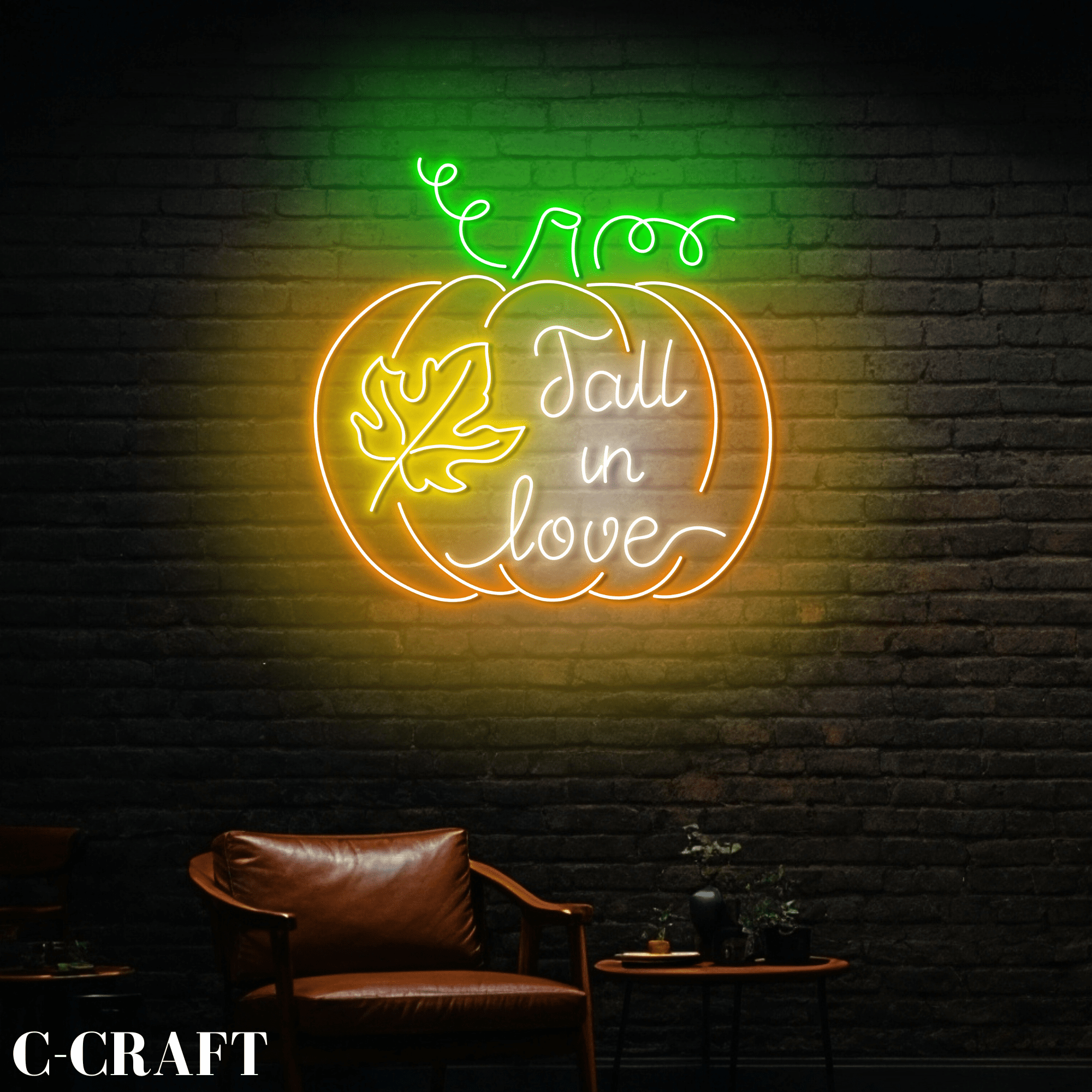 C-CRAFT Fall In Love Thanksgiving Neon Sign LED Light Acrylic Wall ...