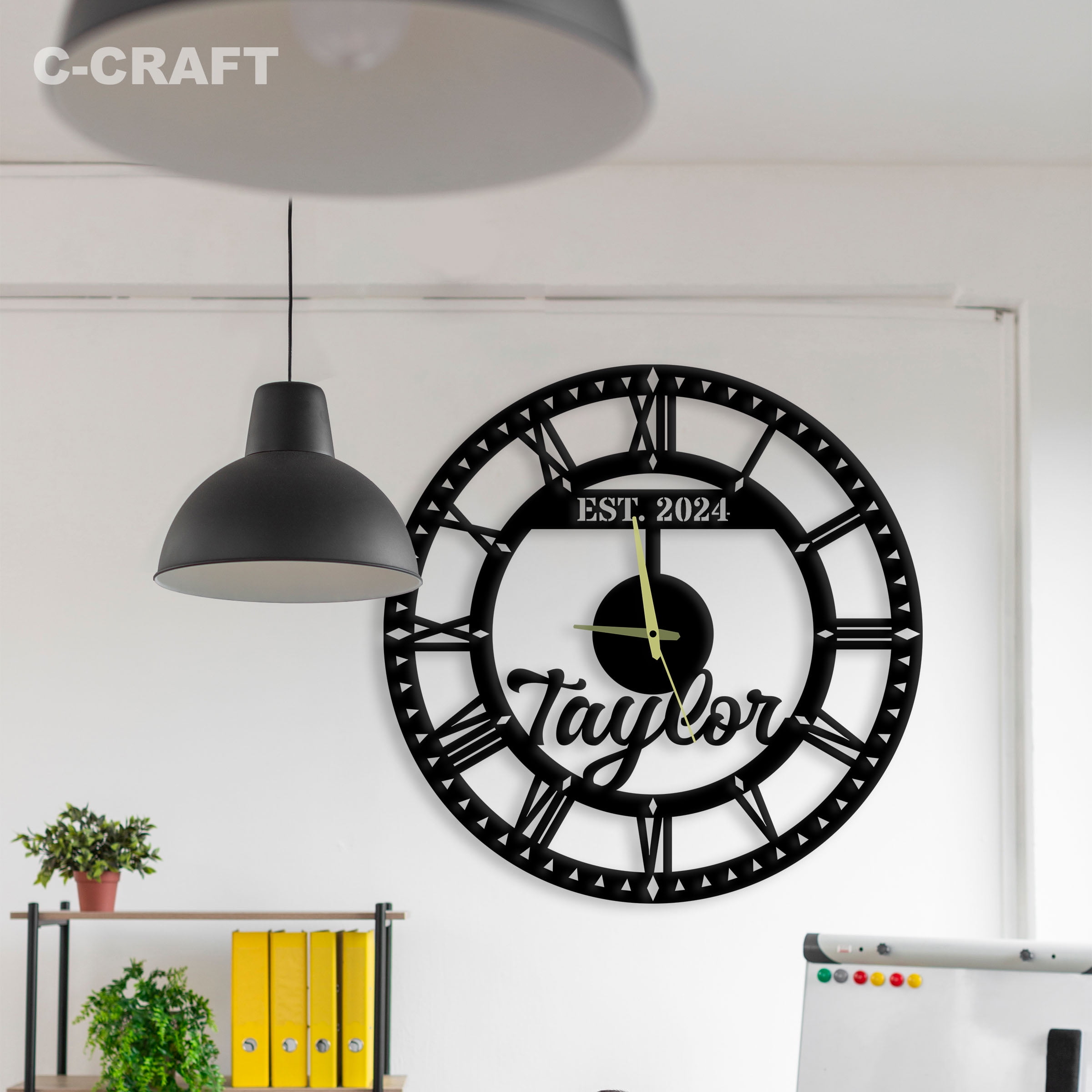 C-CRAFT Family Modern Wall Clock Silent 14 Inch for Living Room Wall ...