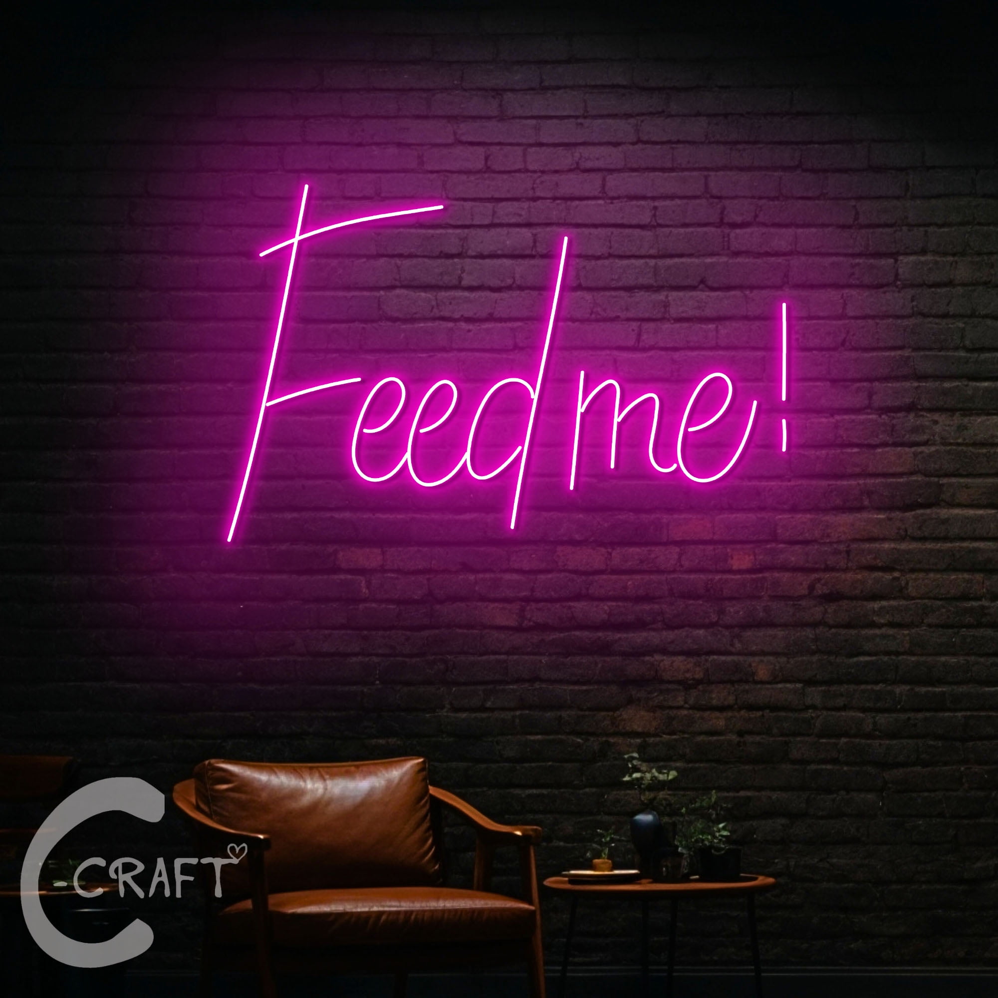 C-CRAFT Feed Me Neon Led Light Up 35 inch for Restaurant Kitchen Wall ...